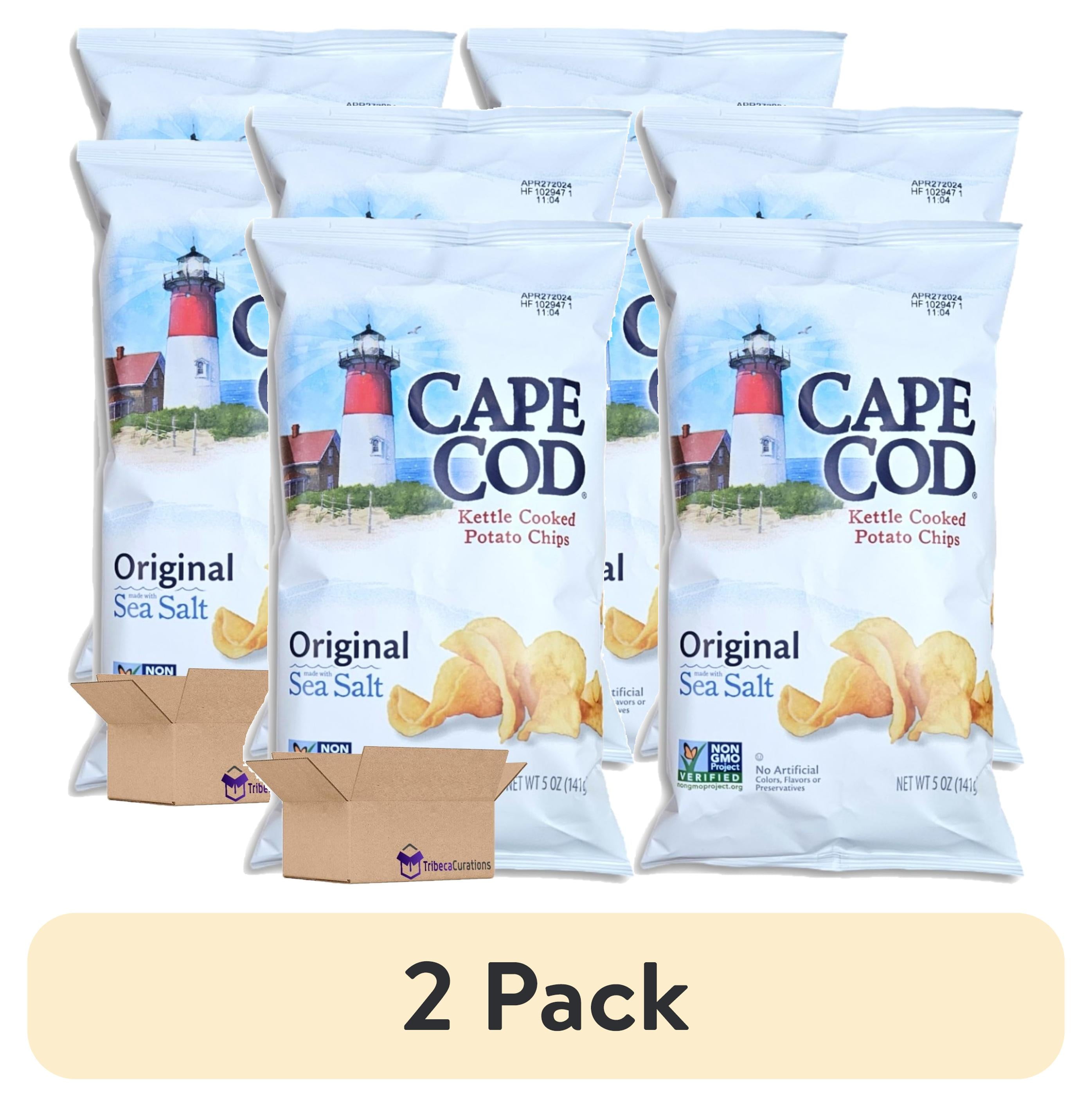 (2 pack) Cape Cod Kettle Cooked Potato Chips Value Pack Original Sea ...