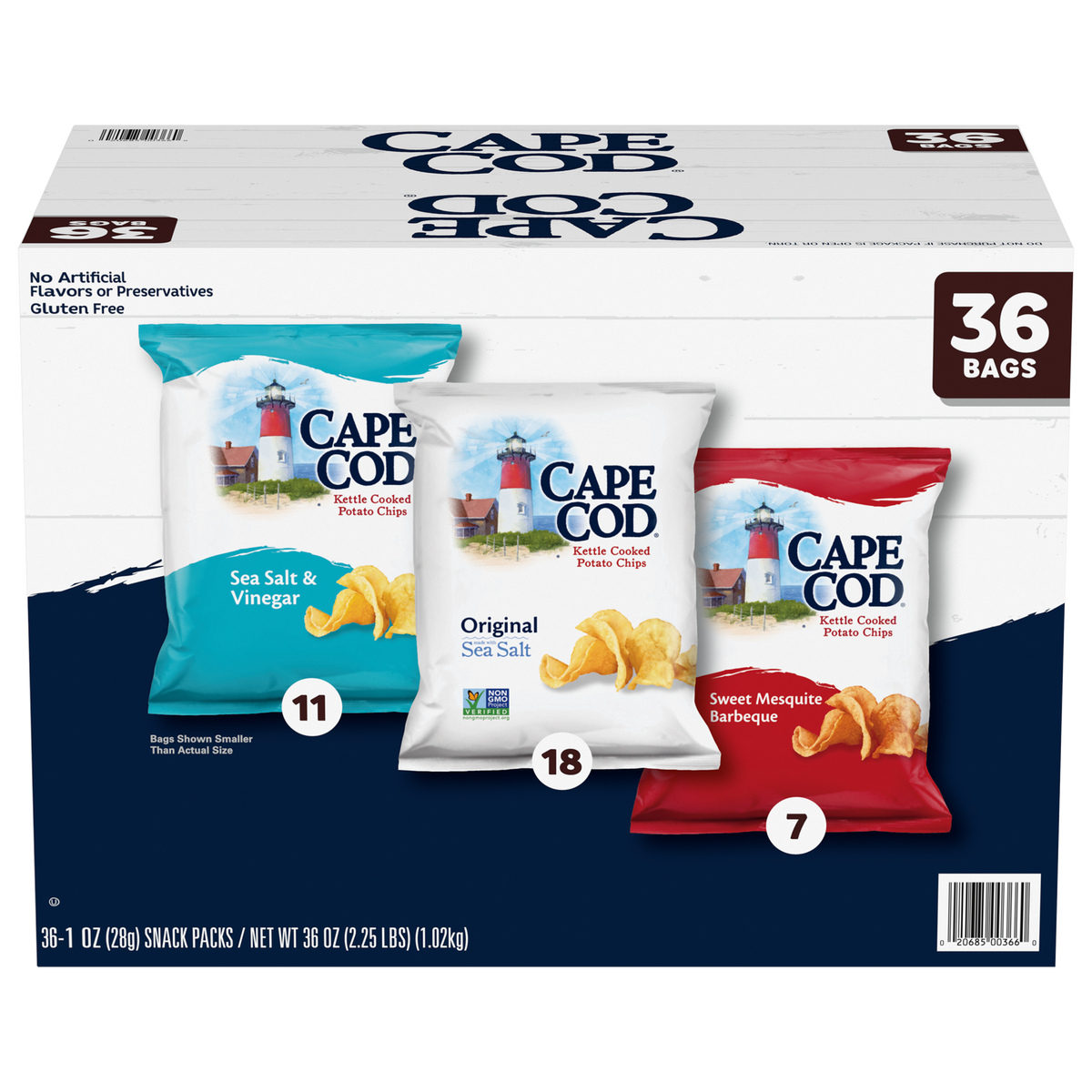 Cape Cod Kettle Cooked Potato Chips, Variety Pack, 1 oz, 36 ct ...