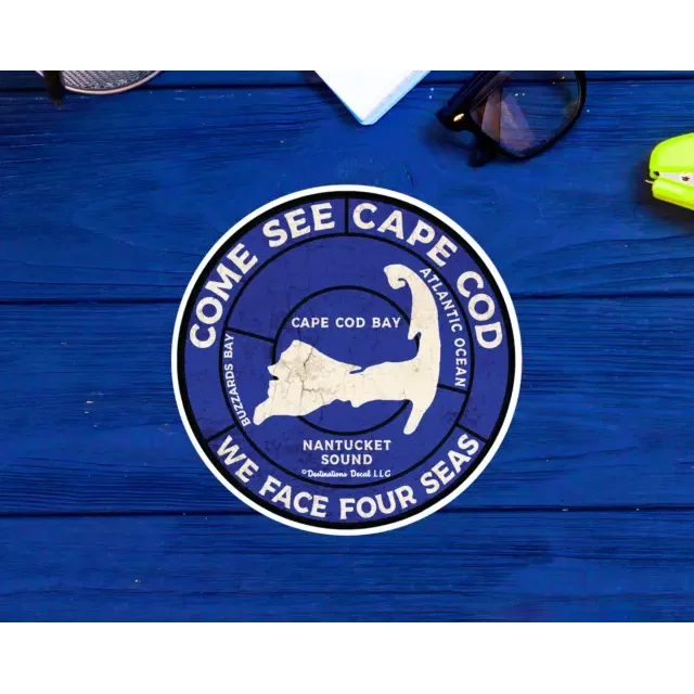 Cape Cod, Massachusetts Four Seas Vintage Travel Sticker Decal Phone ...