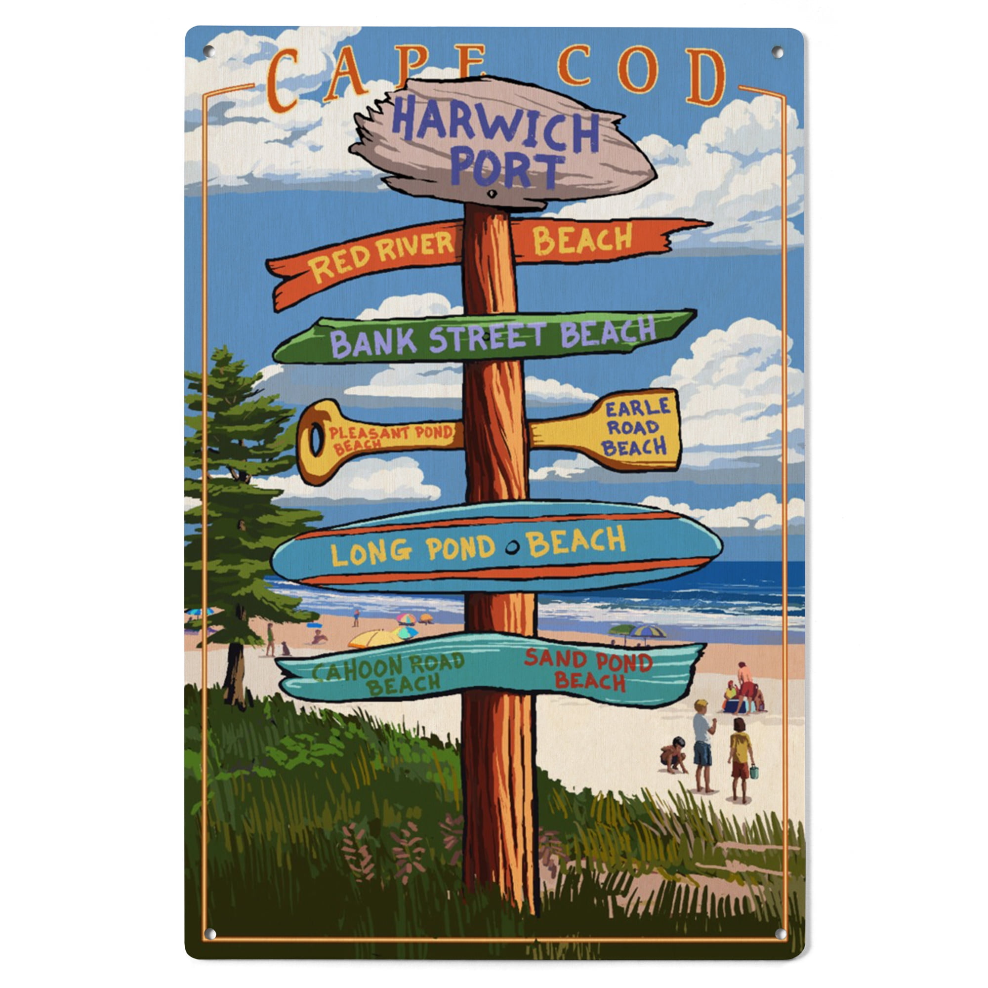 Cape Cod, Massachusetts, Harwich Port, Signpost Birch Wood Wall Sign ...