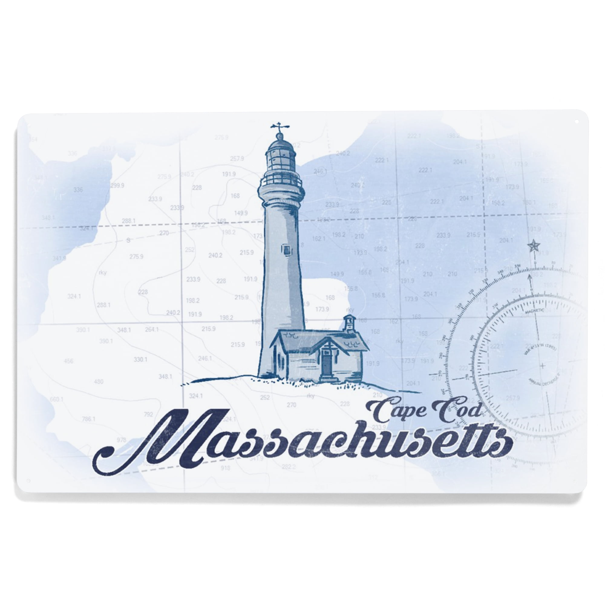 Cape Cod, Massachusetts, Lighthouse, Blue, Coastal Icon (12x18 Aluminum ...