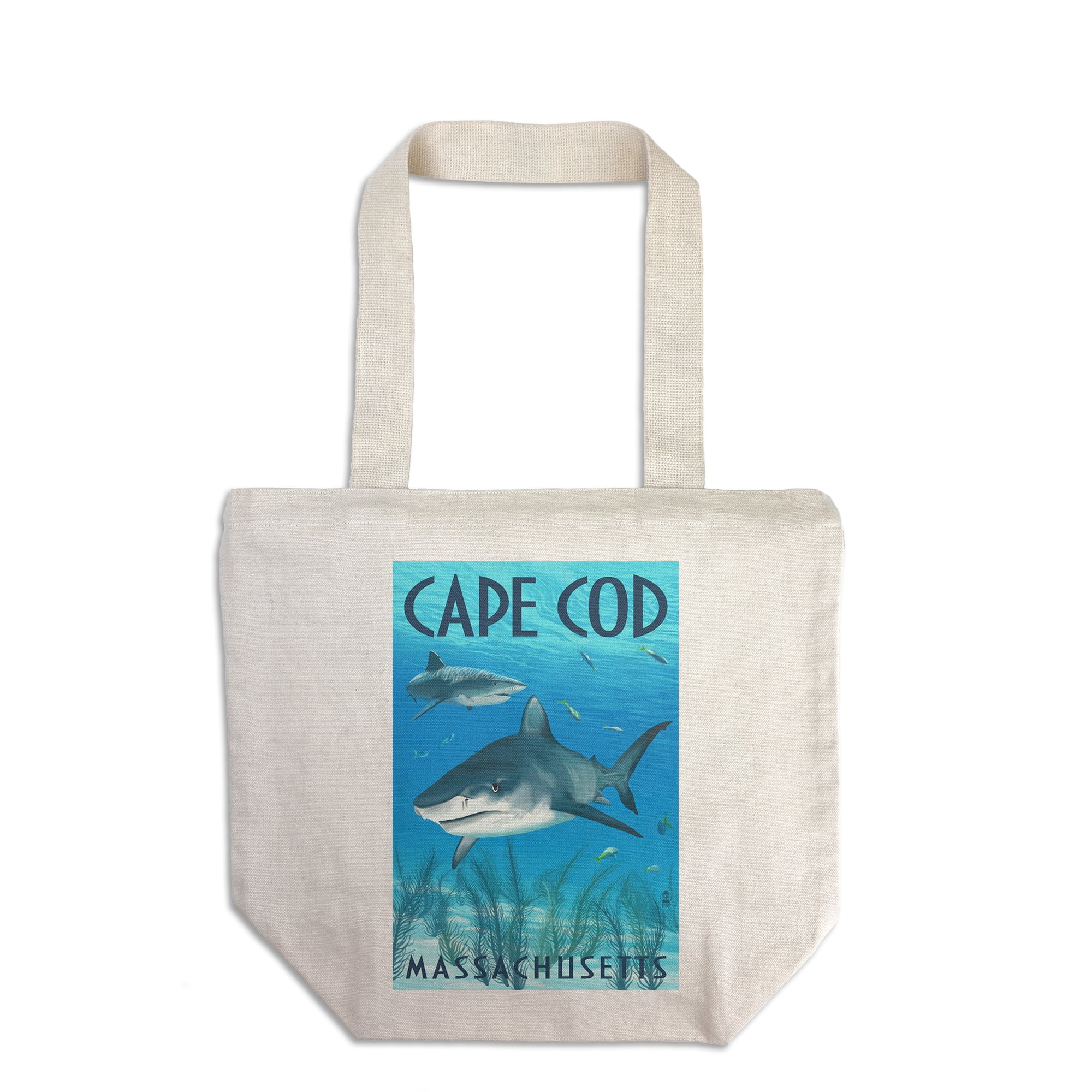 Cape Cod, Massachusetts, Tiger Sharks (100% Cotton Canvas Reusable Tote ...