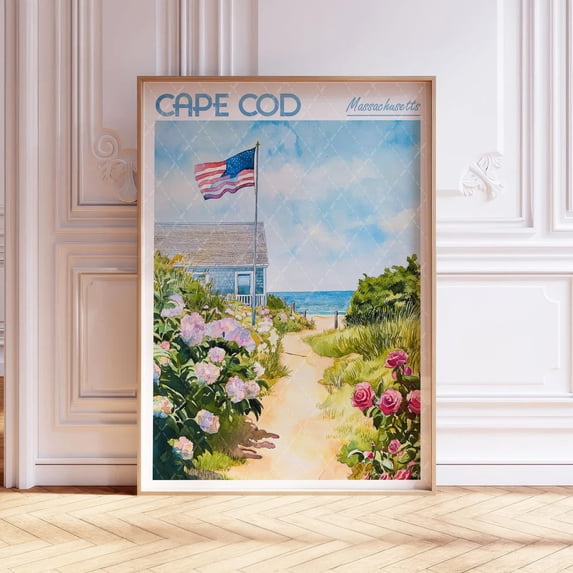 Cape Cod Massachusetts Usa Pastel Travel Poster, Stretched Size 16x24 ...