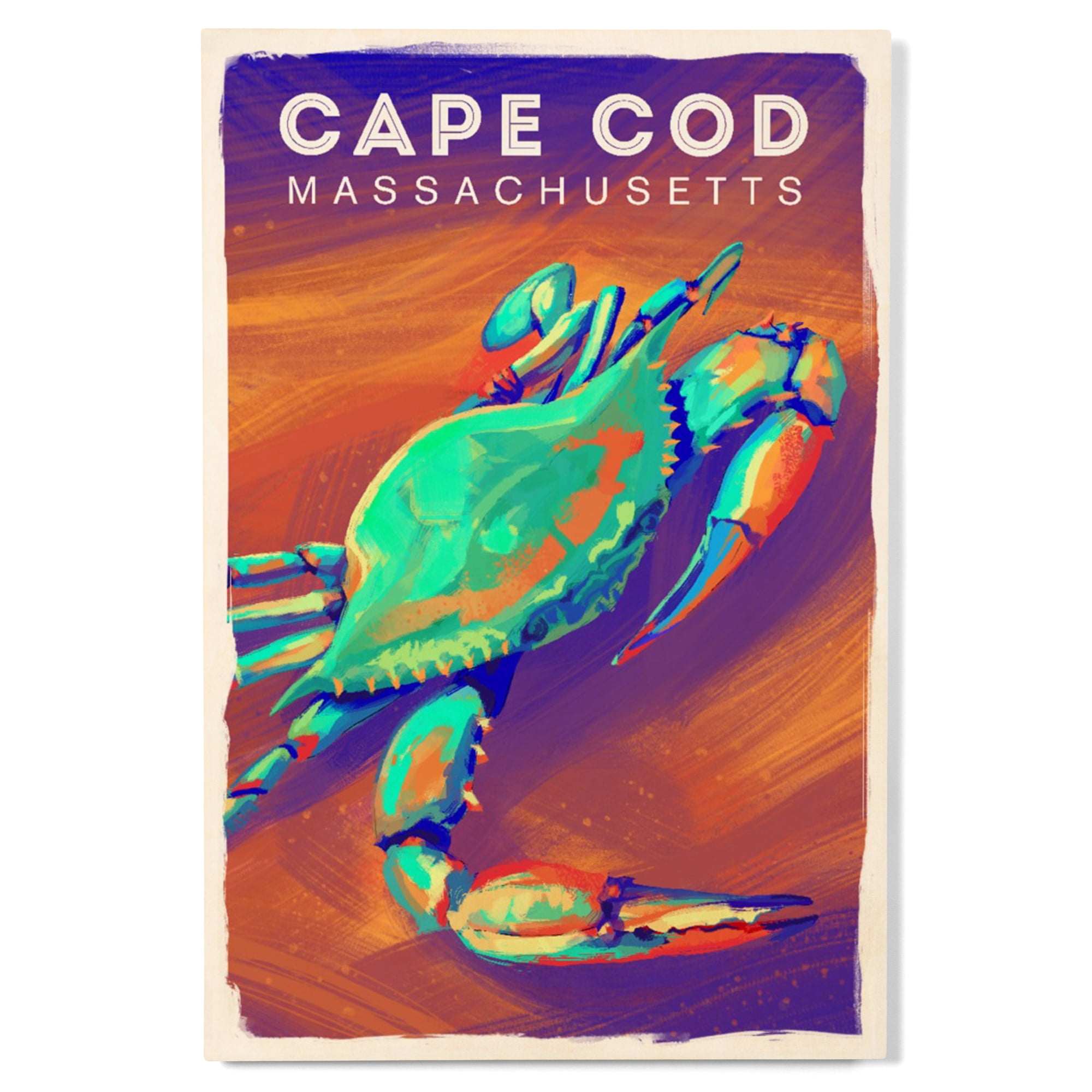 Cape Cod, Massachusetts, Vivid Series, Blue Crab Birch Wood Wall Sign ...