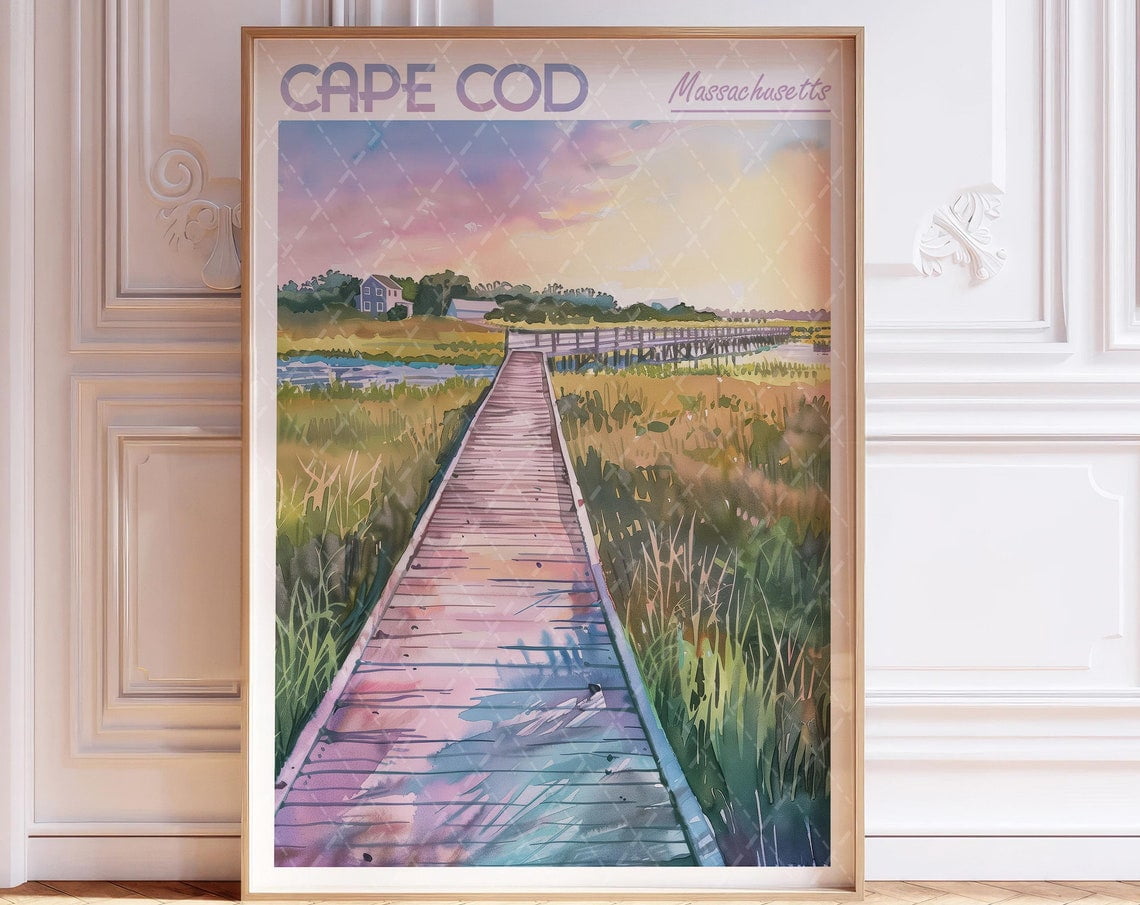 Cape Cod Massachusetts Watercolor Poster - United States Print - Travel ...
