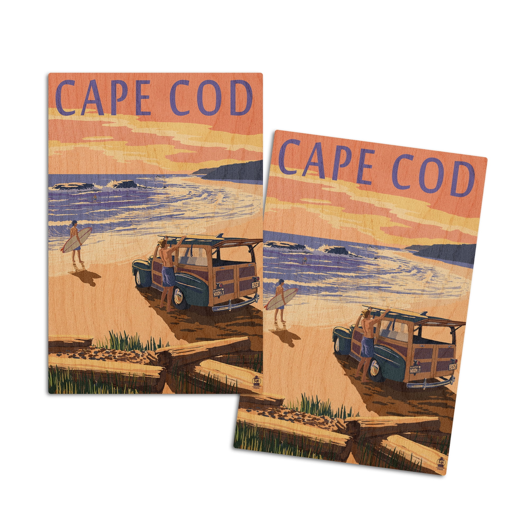 Cape Cod, Massachusetts, Woody on Beach (4x6 Birch Wood Postcards, 2 ...