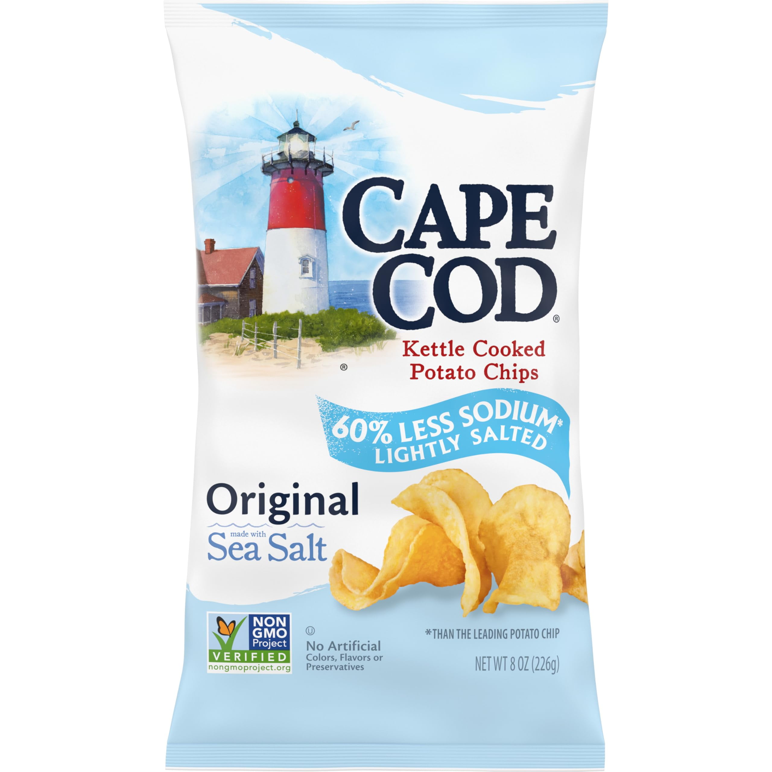 Cape Cod Potato Chips, DPF11 Lightly Salted Original Kettle Chips, 8 Oz ...