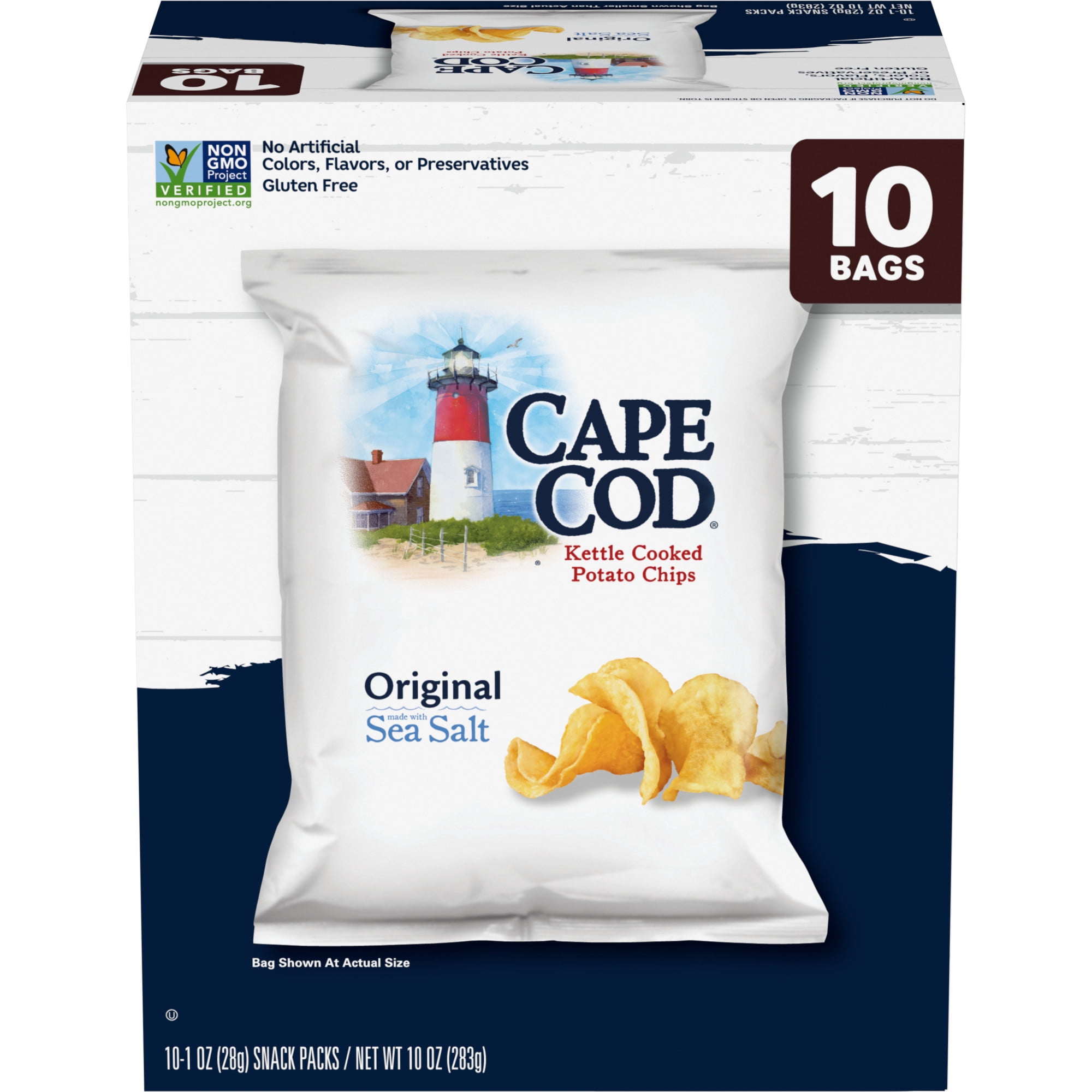 Cape Cod Original Kettle Cooked Sea Salt Potato Chips, 10 Snack Bags, 1 ...