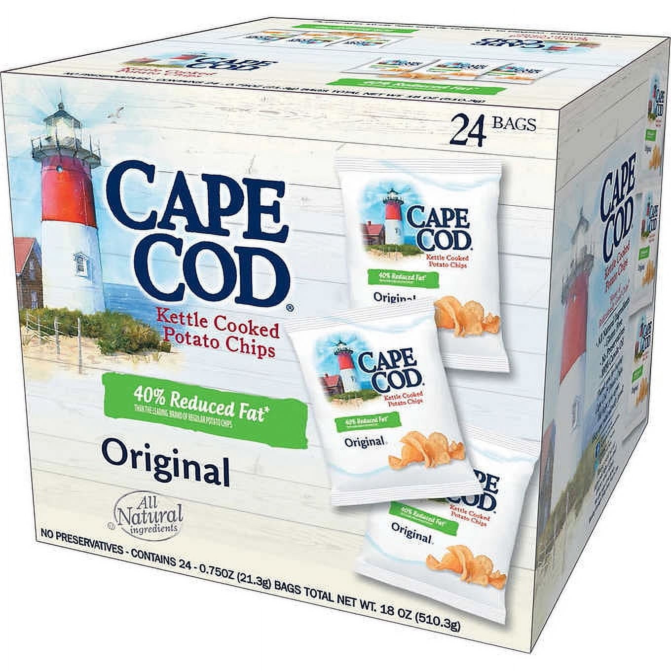 Cape Cod Reduced Fat Kettle Cooked Potato Chips, Original Sea Salt ...