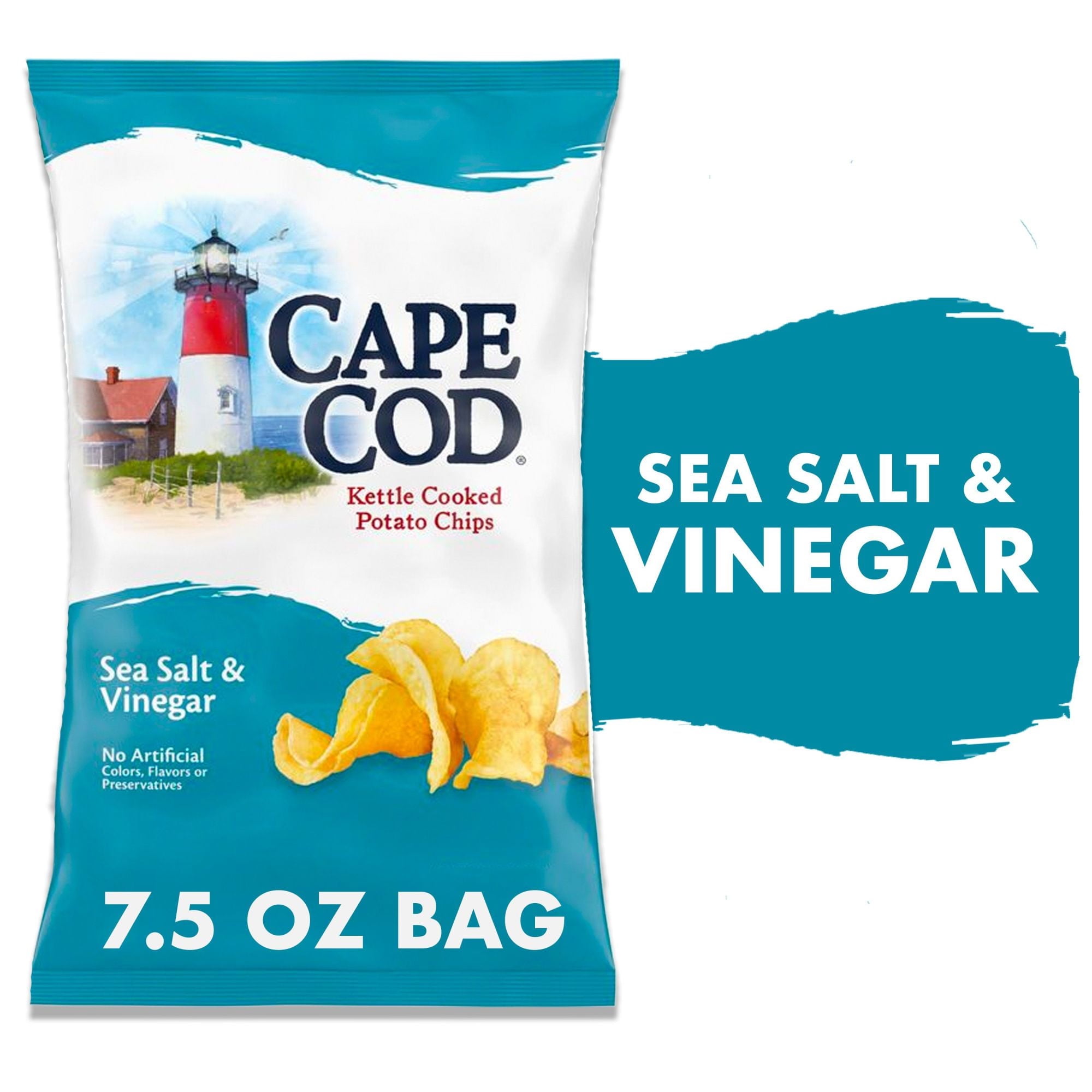 Cape Cod Potato Chips, Sea Salt and Vinegar Kettle Chips, 7.5 oz Bag ...