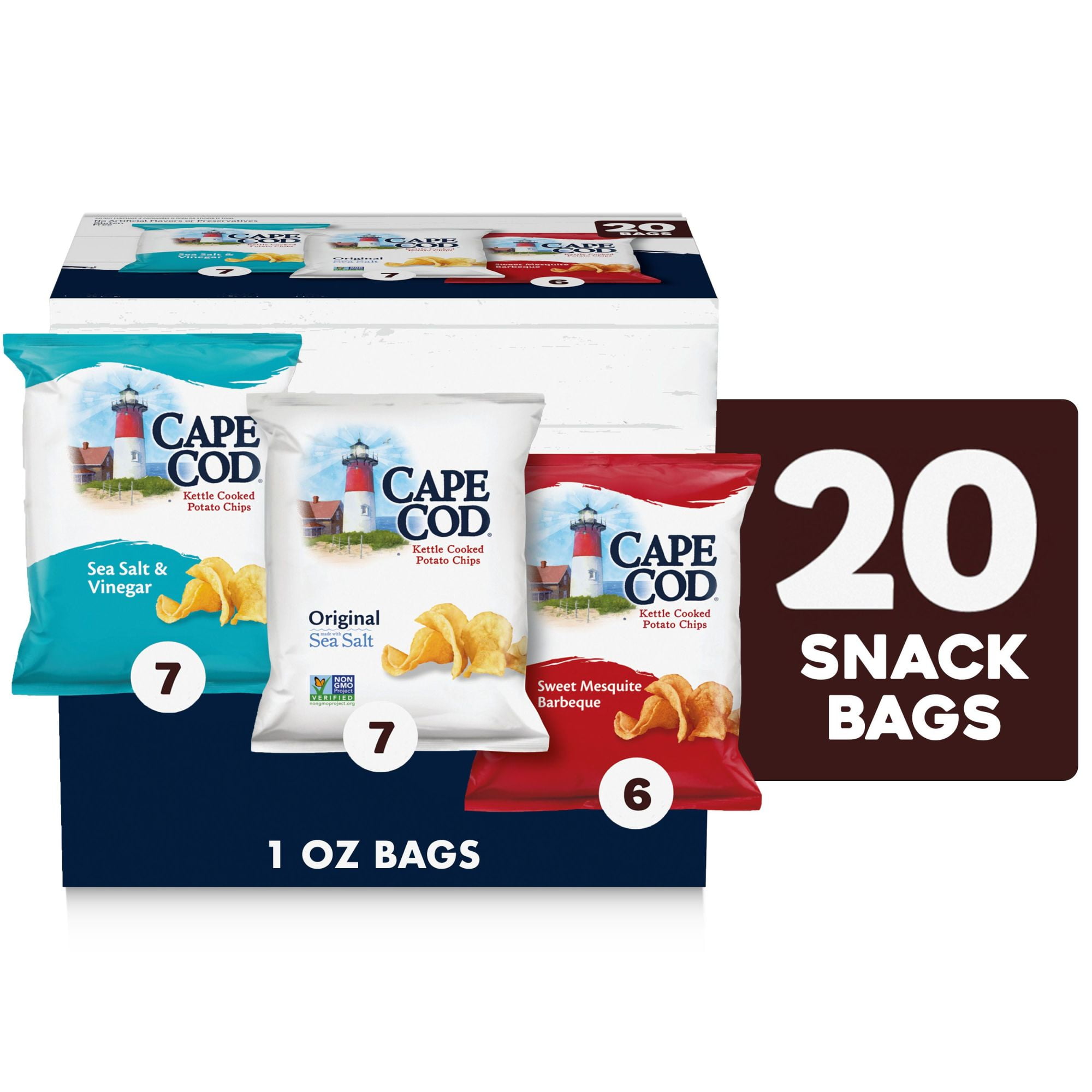 Cape Cod Potato Chips, Variety Pack, 1 oz Snack Bags, 20 Ct - Walmart.com