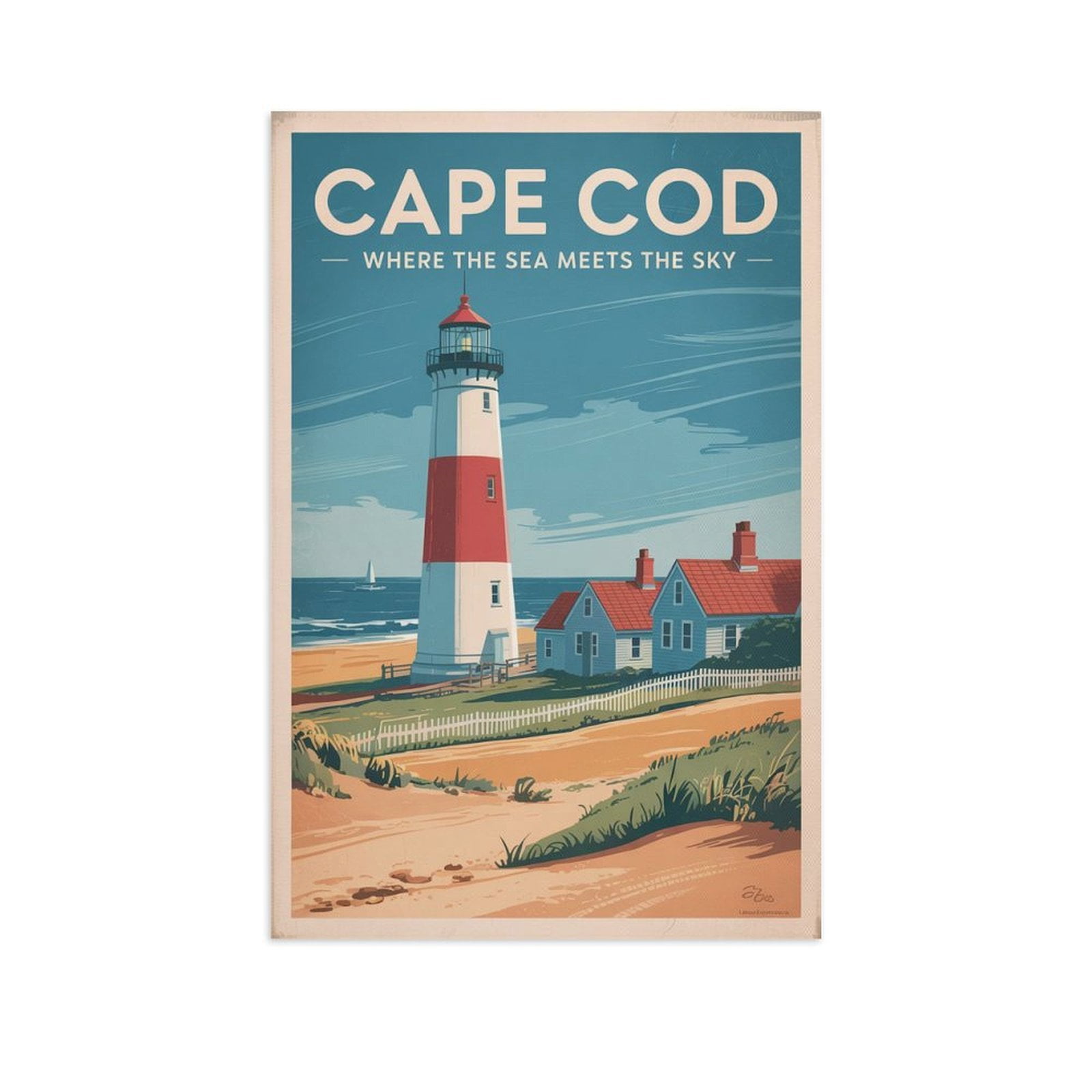 Cape Cod Retro Travel Poster Vintage American City Tourism with ...