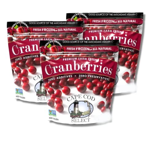 Cape Cod Select Premium Frozen Cranberries 3pk of 48oz bags - totaling 9lbs. All natural whole ...