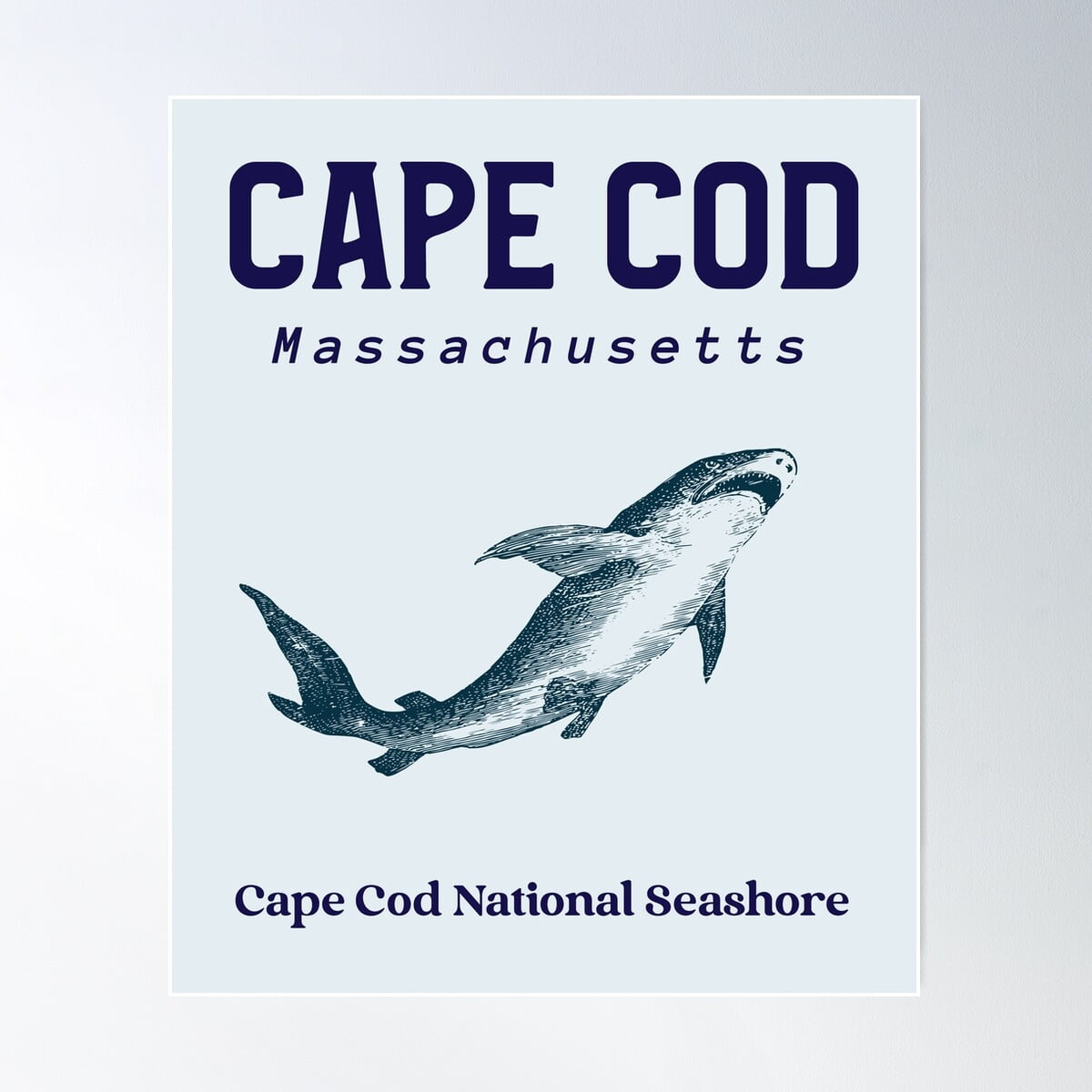 Cape Cod Shark Poster Wall Art, Modern Wall Decor For Living Room ...