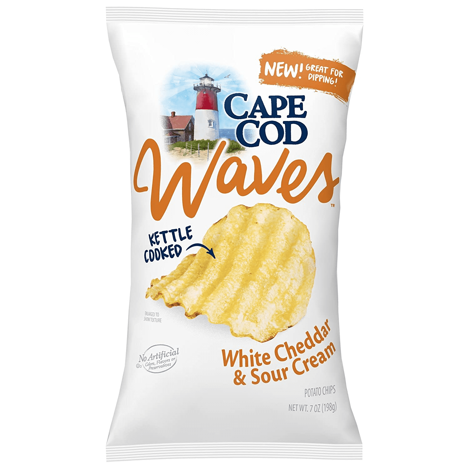 Cape Cod Waves Kettle Cooked Potato Chips, Cheddar & Sour Cream, 4-Pack ...