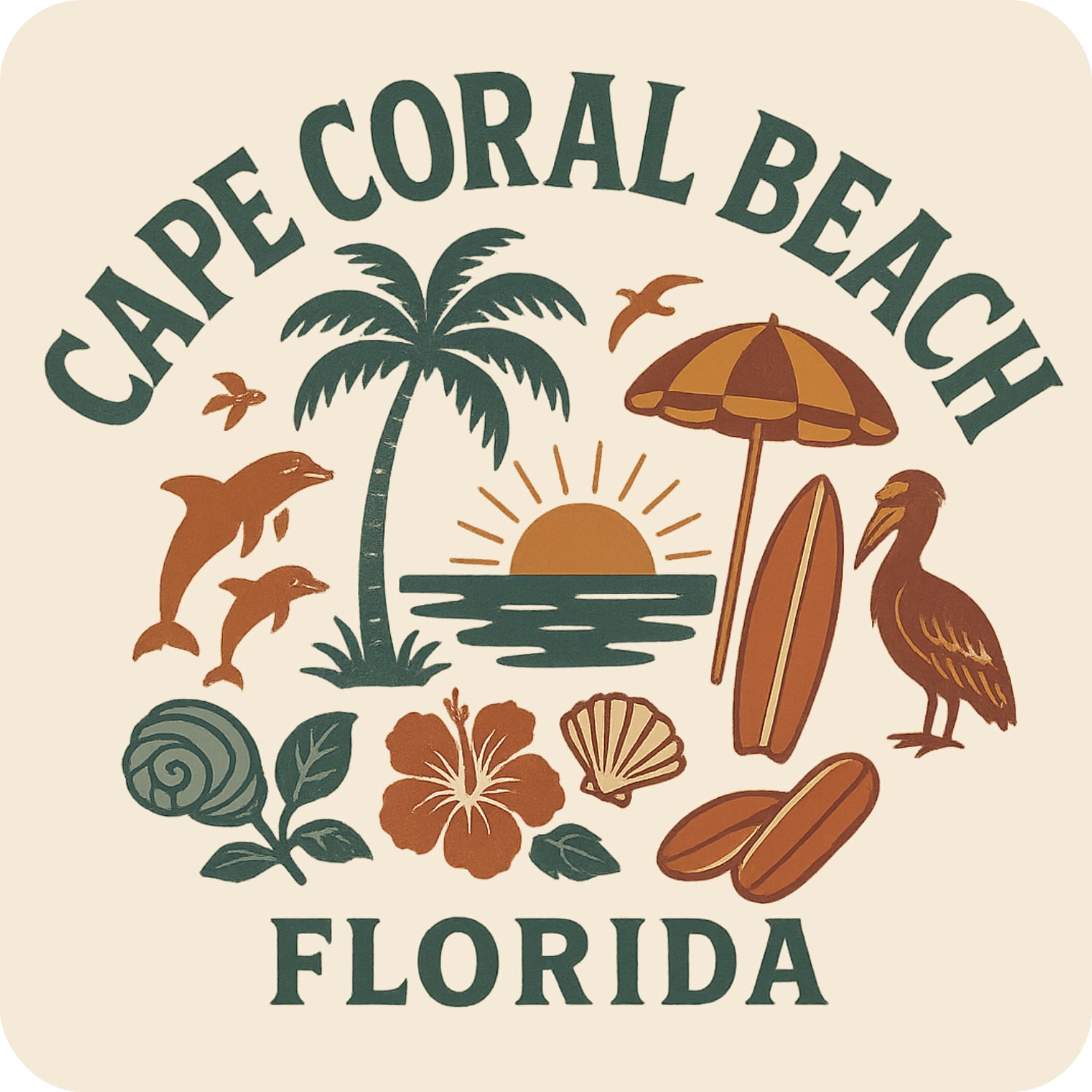 Cape Coral Beach Florida Keepsakes Souvenir Vinyl Sticker – Destination ...