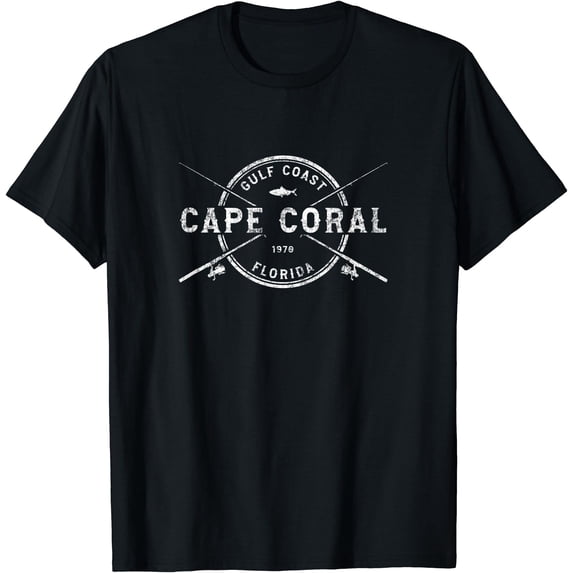 Cape Coral FL Vintage Crossed Fishing Rods T-Shirt - Walmart.com