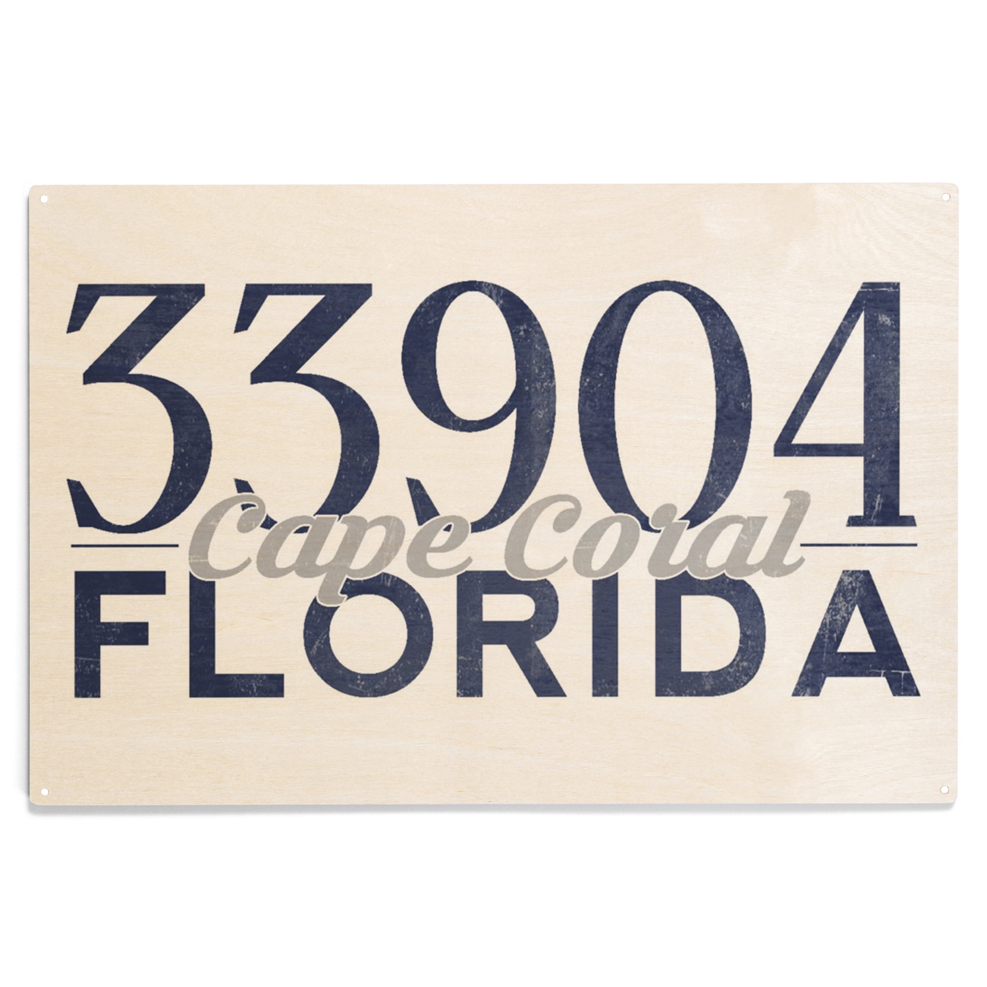 Cape Coral, Florida, 33904 Zip Code (Blue) Birch Wood Wall Sign (10x15 ...
