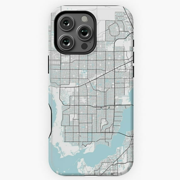 Cape Coral Florida Circle Map Design iPhone Case 11 12 13 14 15 16 17 ...