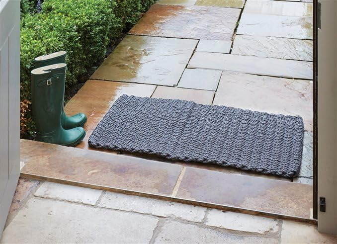 Cape Cove Slate Gray Outdoor Rug, Heavy-Duty Outdoor Lobster Rope Door ...