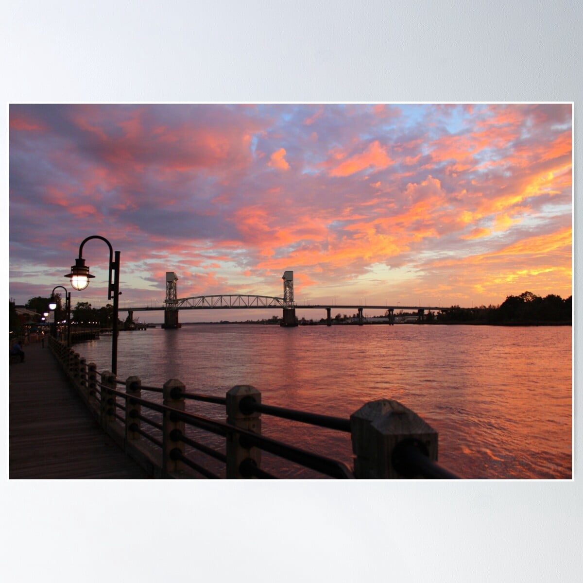 Cape Fear Bridge Sunset Poster Wall Art, Modern Wall Decor For Living ...