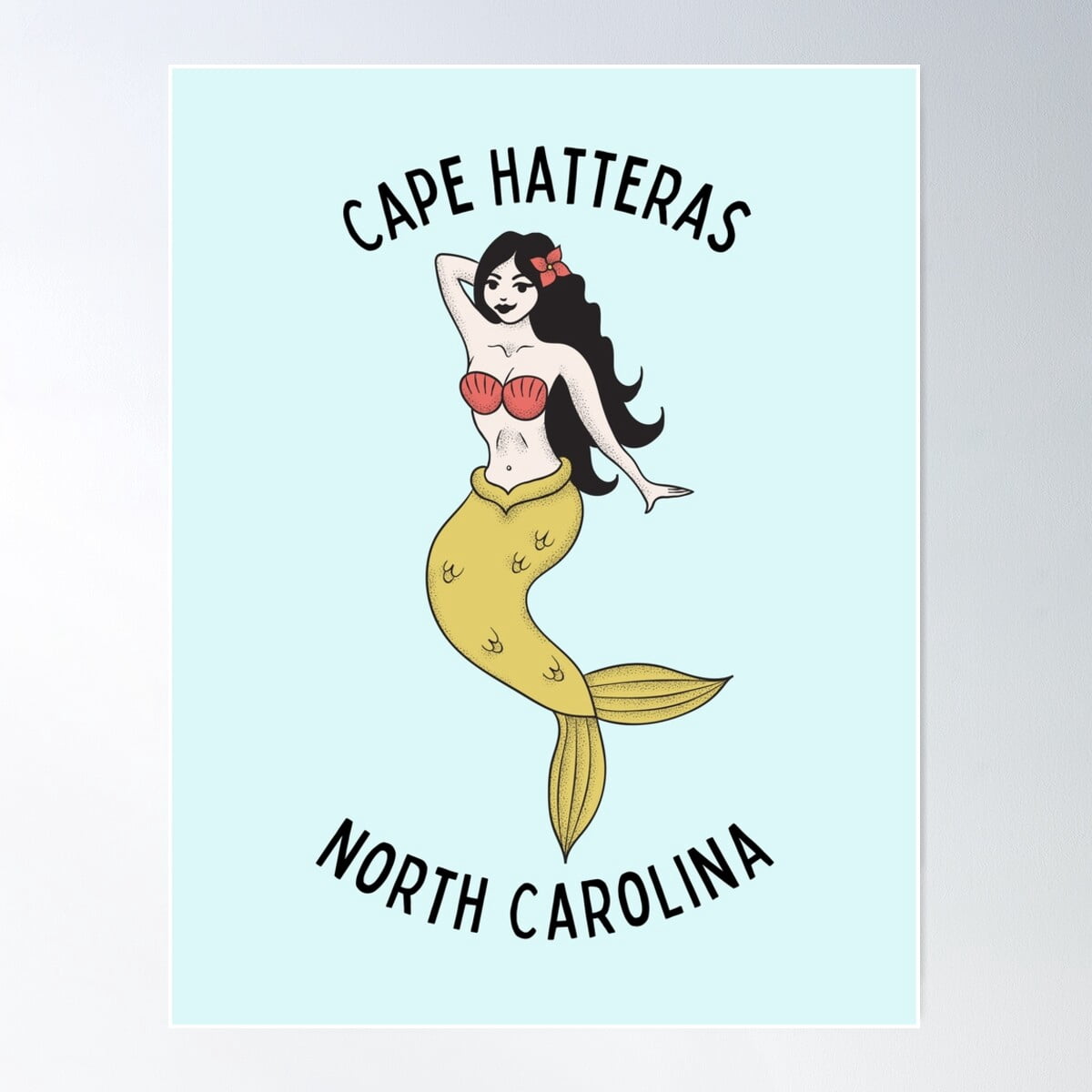 Cape Hatteras North Carolina Mermaid Poster Wall Art, Modern Wall Decor ...