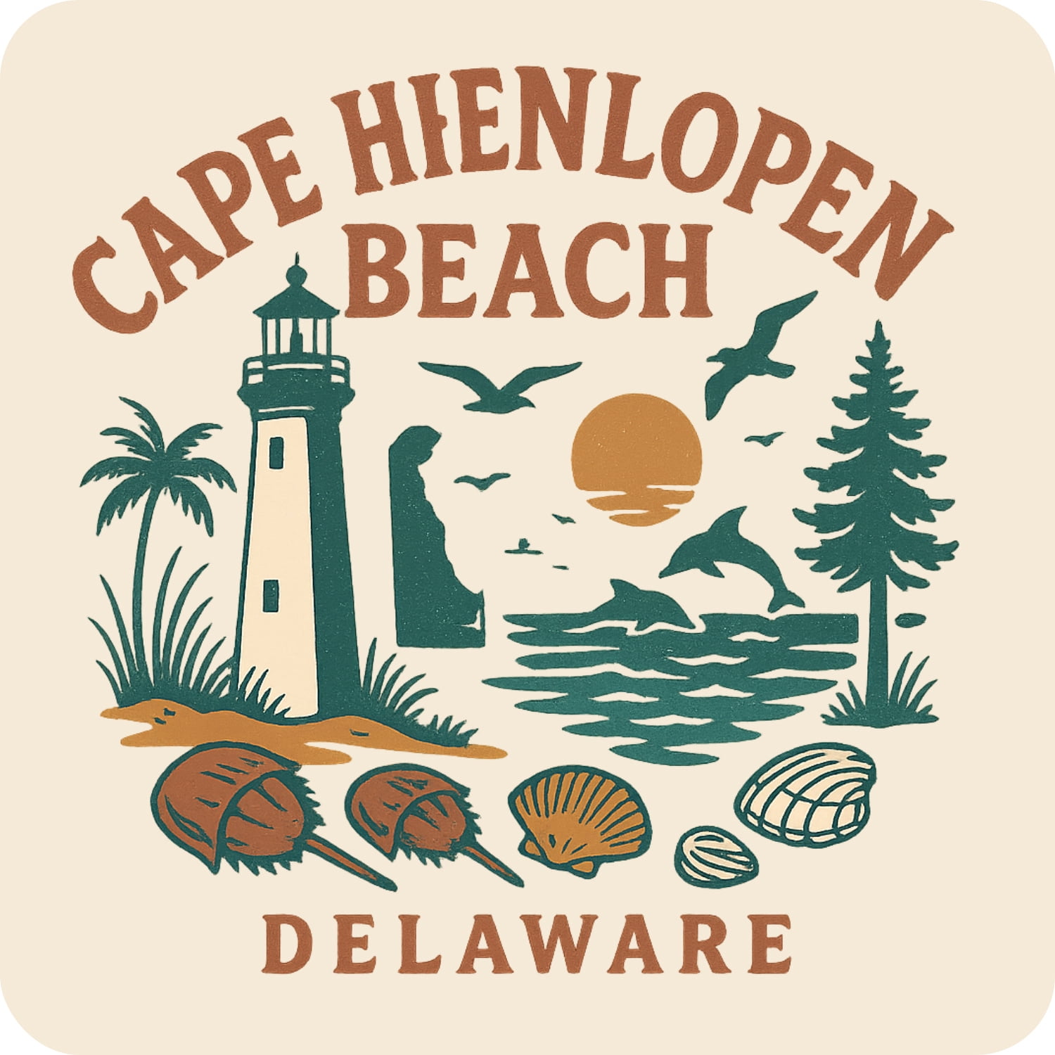 Cape Henlopen Beach Delaware Keepsakes Souvenir Vinyl Sticker ...