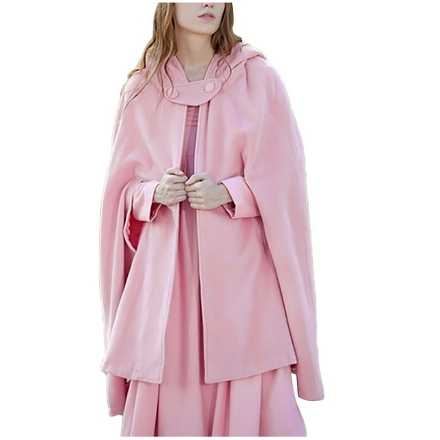 Cape Hooded Cardigans Cloak Women Trench Coat Cloak Hooded Long Open ...