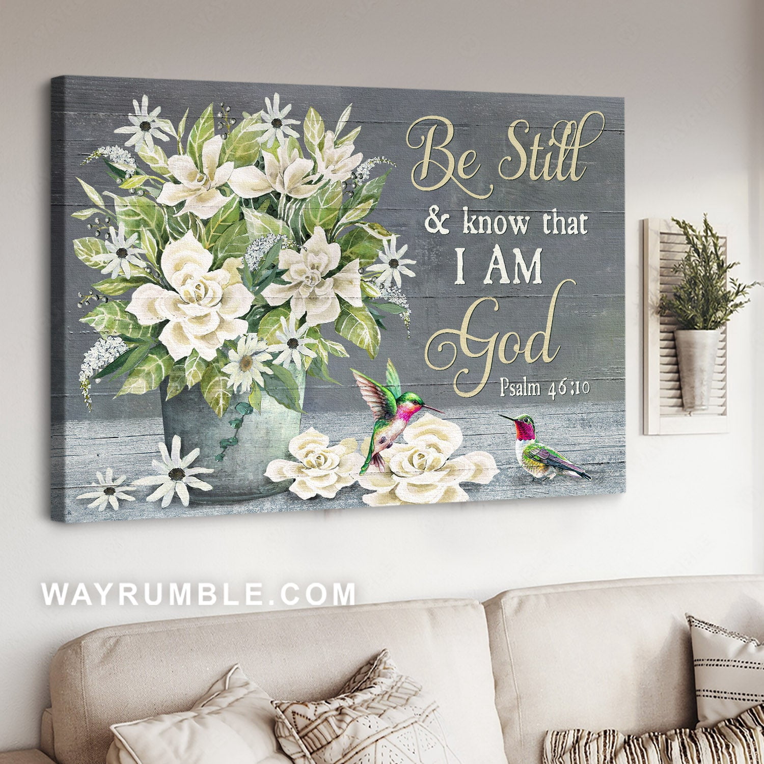 Cape Jasmine White Flowers Green Hummingbird Be Still I Am God - Jesus ...