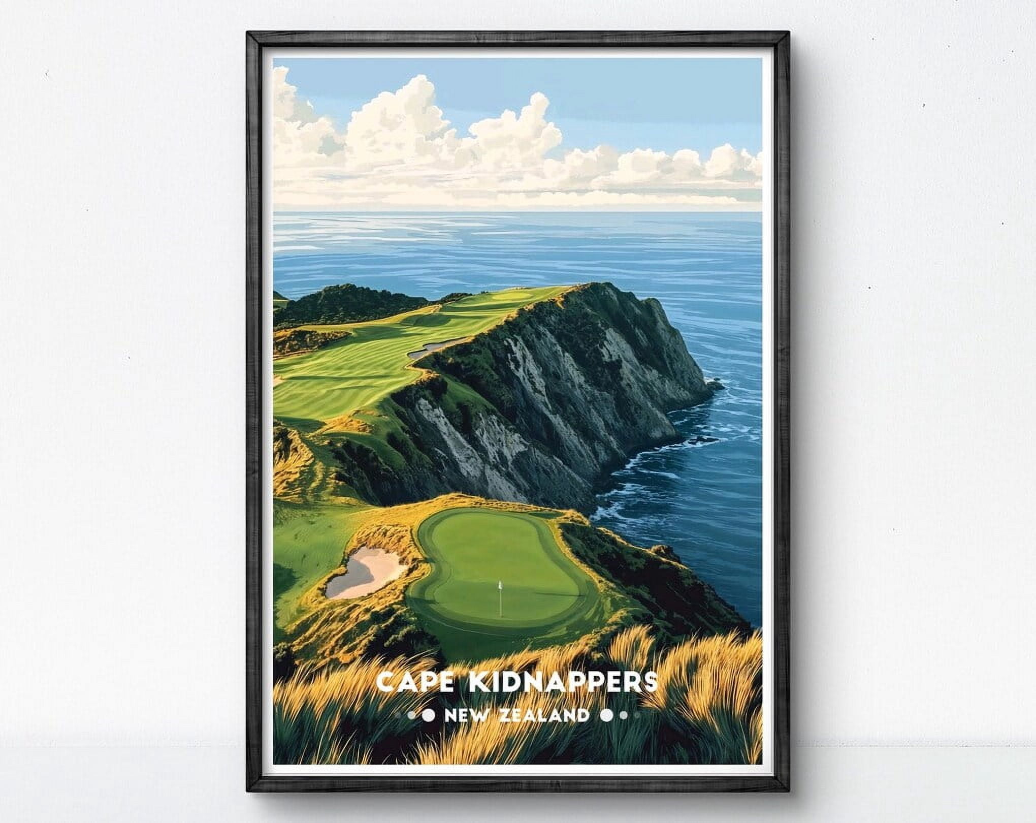 Cape Kidnappers Golf Poster New Zealand Golf Course Art Cliffside Golf ...