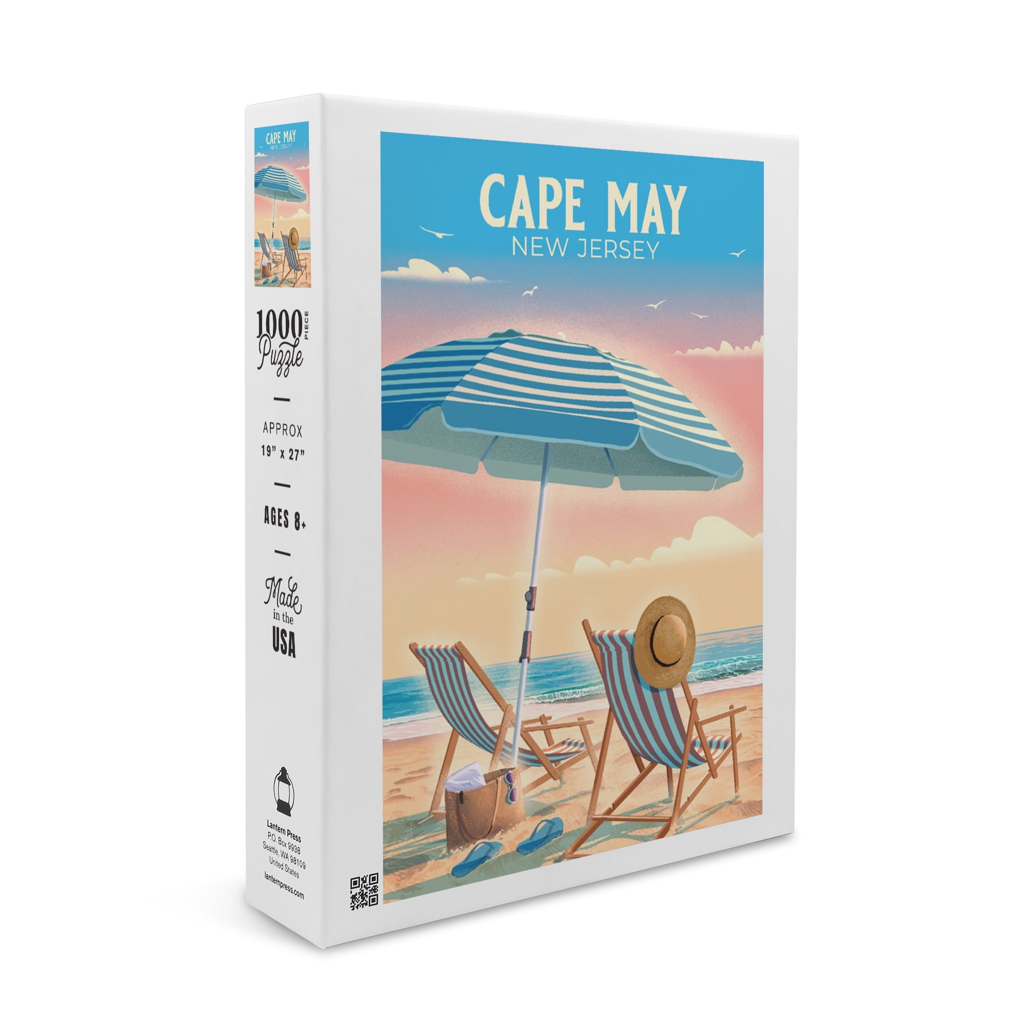 Cape May, New Jersey, Beach Chair and Umbrella (1000 Piece Puzzle, Size ...