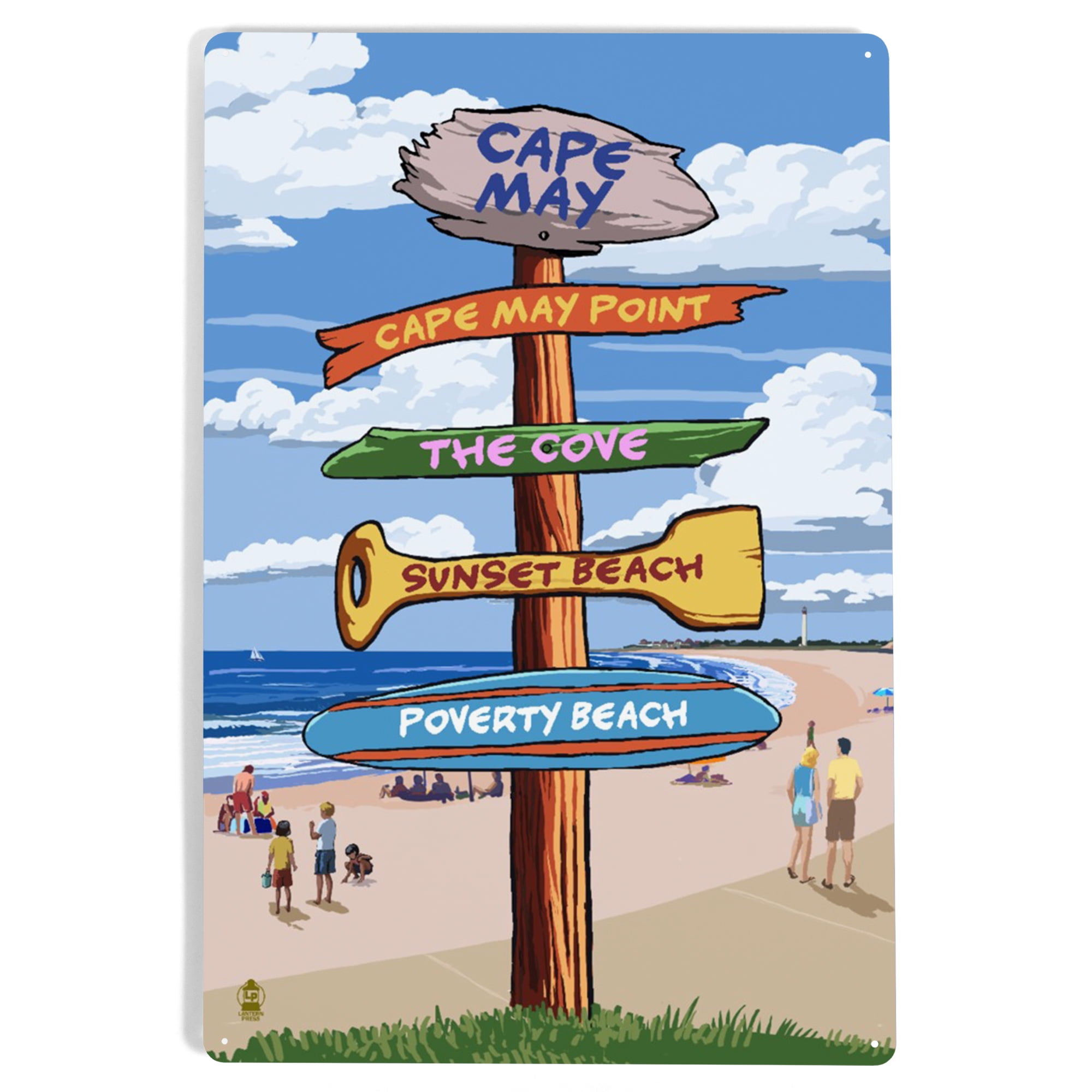 Cape May, New Jersey, Destinations Signpost (12x18 Aluminum Art, Indoor ...