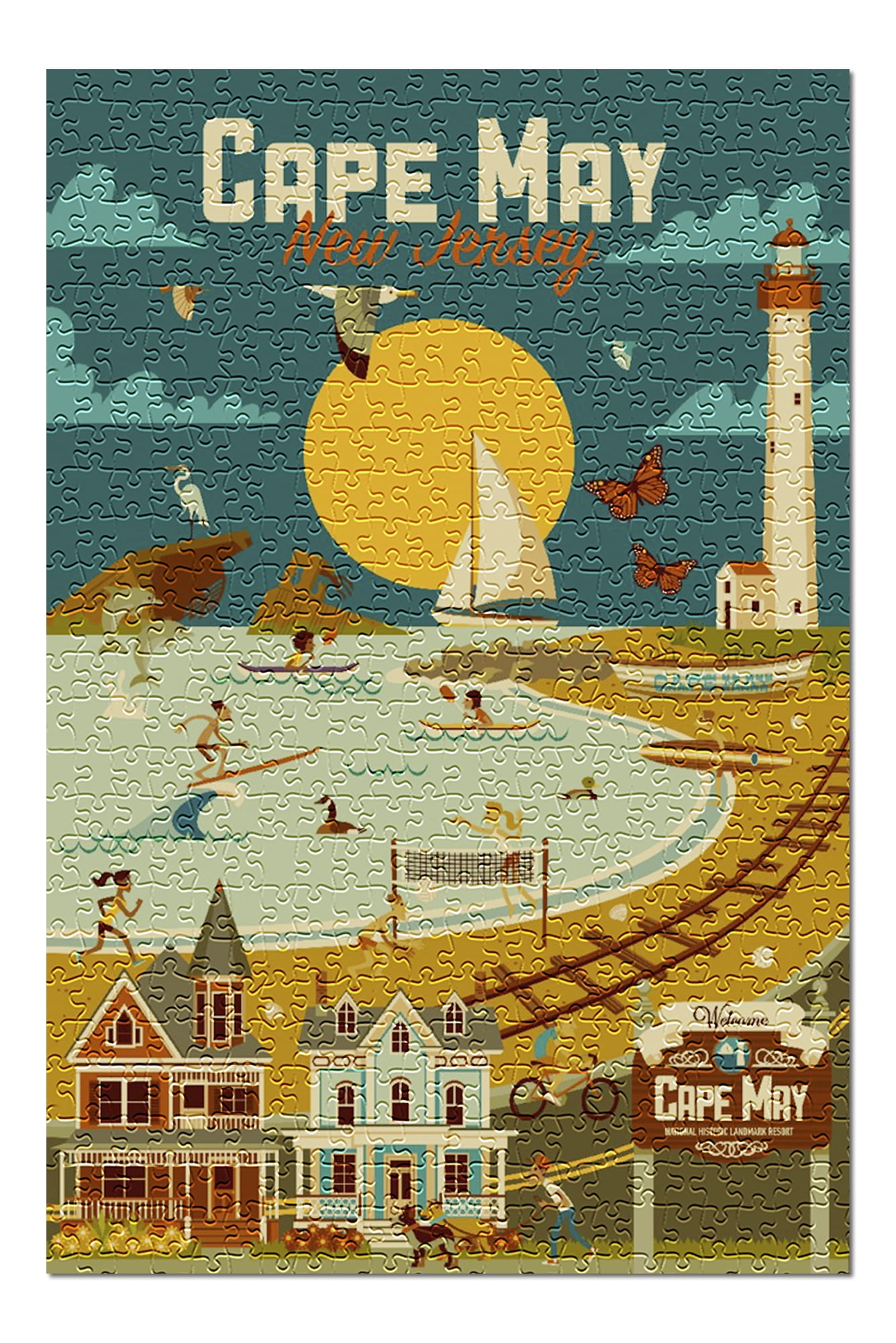 Cape May, New Jersey, Geometric, Blue Sky, 500 Piece Challenging 19 x ...