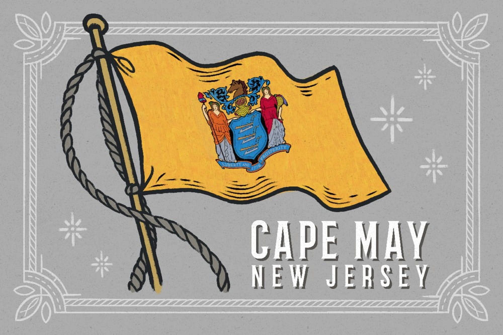 Cape May, New Jersey, Waving State Flag, State Series (16x24 Giclee ...