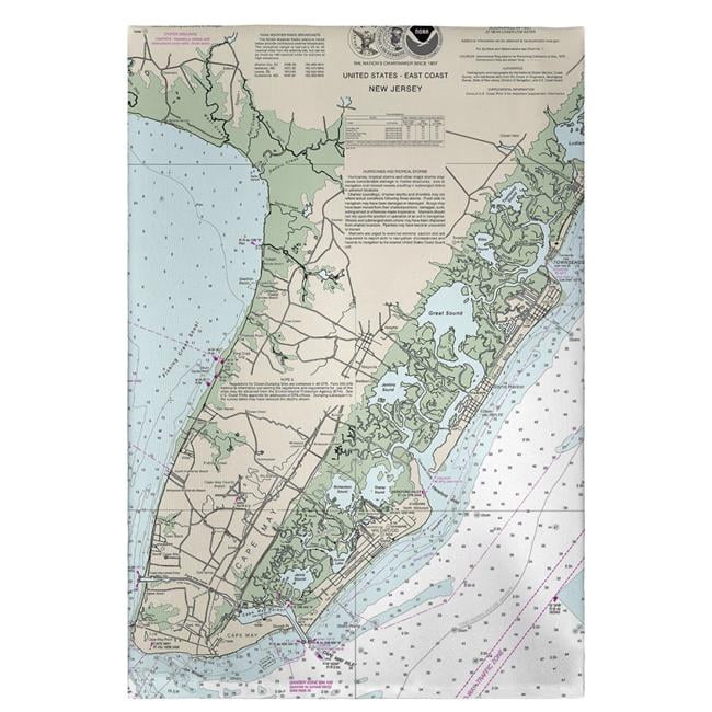 Cape May Peninsula, NJ Nautical Map Guest Towel - Walmart.com