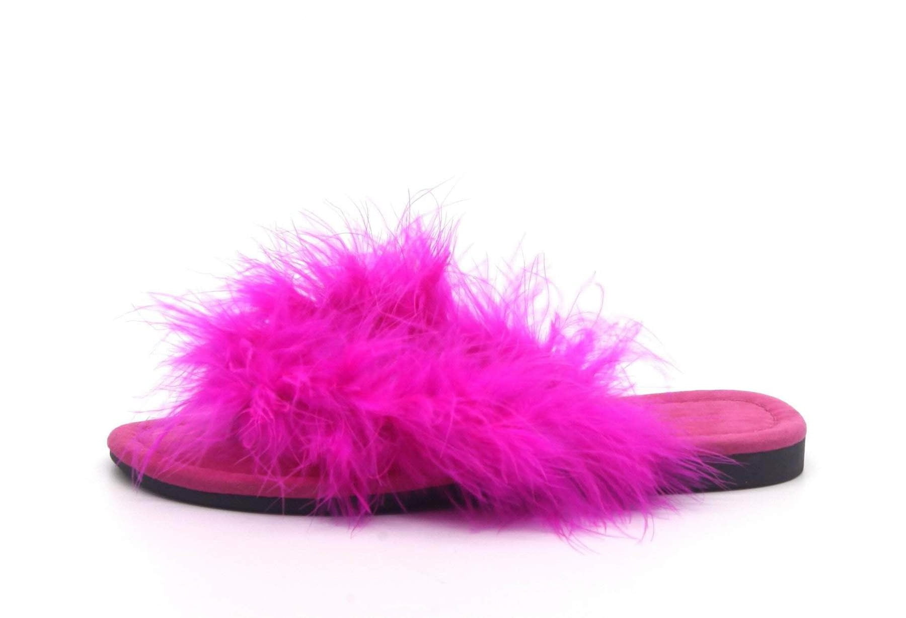 Cape Robbin Gale Fucshia Feather Furry Flat Thong Flip Flop Fashion ...