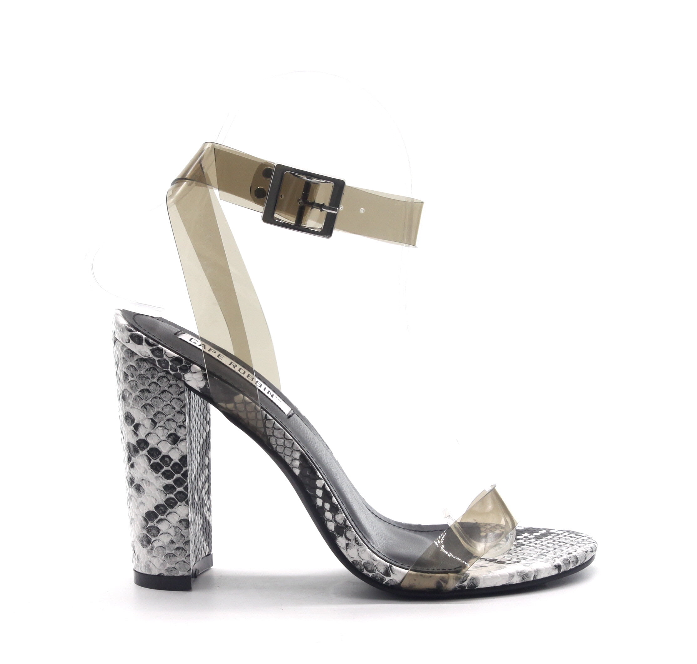 Cape Robbin Gen Women's Lucite Clear Strappy Block Chunky High Heel ...