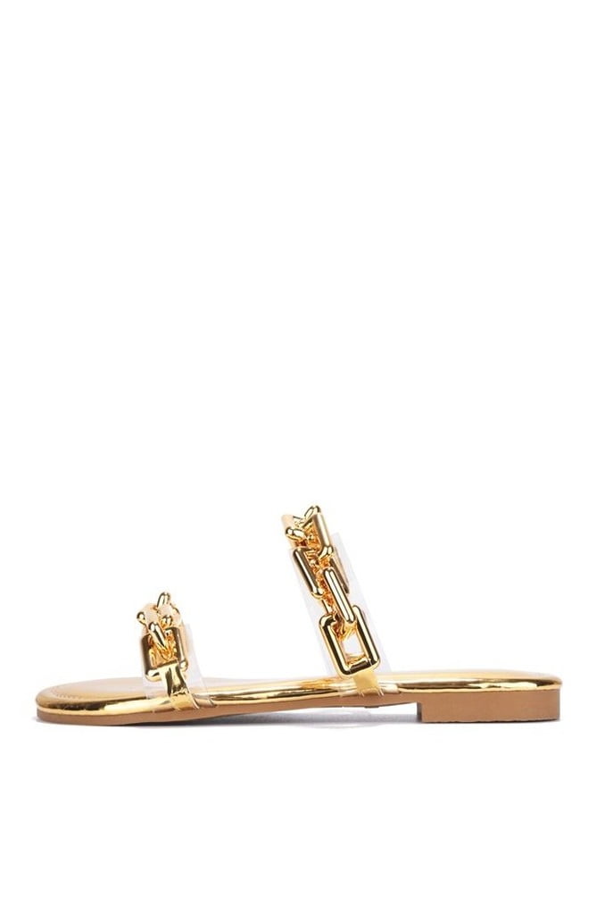 Cape Robbin Goldie Gold Flat Classic Slip-On Comfort Slide Flat Mule ...