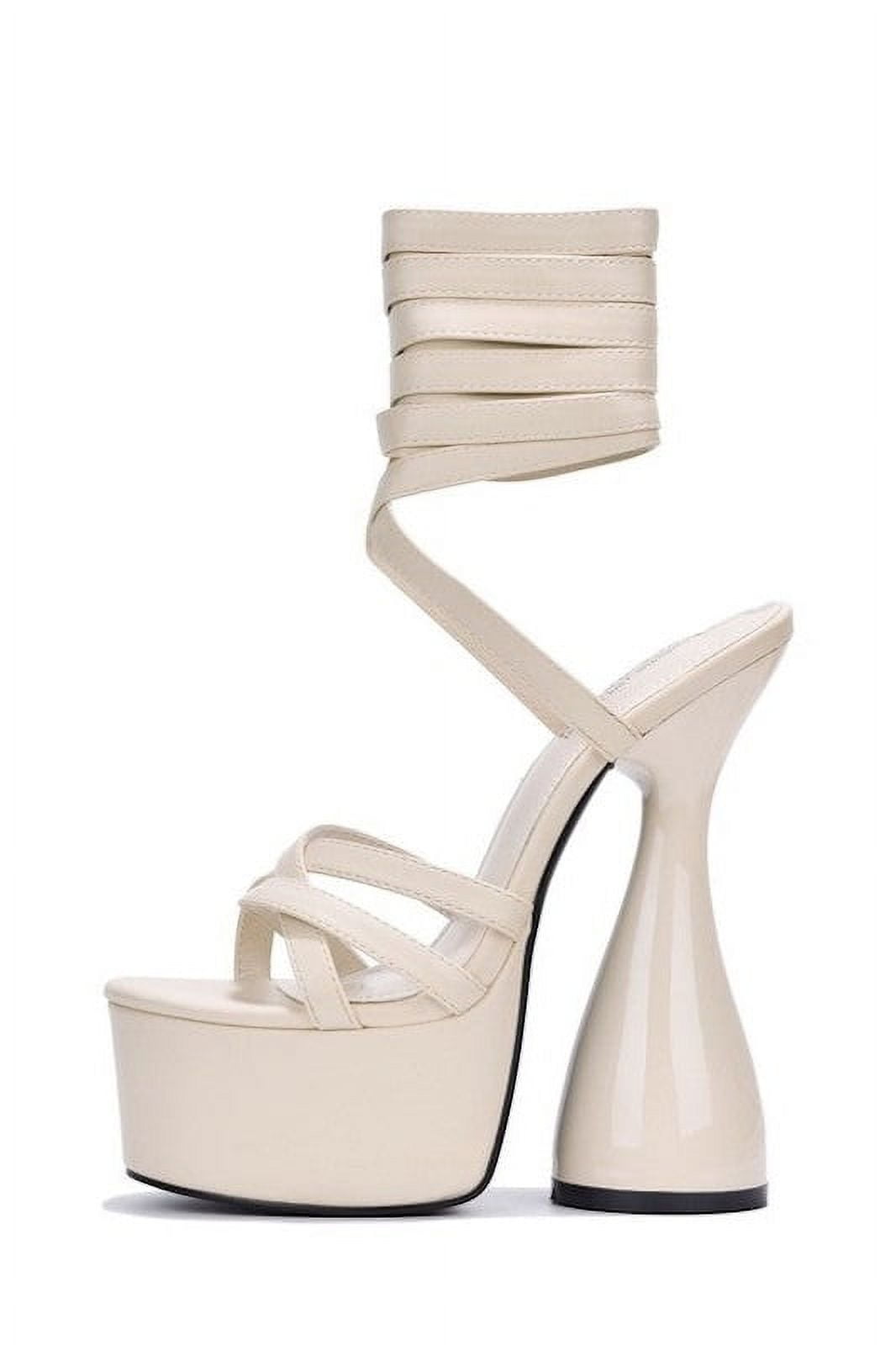 Cape Robbin JULEE White Super High Heel Platform Strappy Cone Heel ...