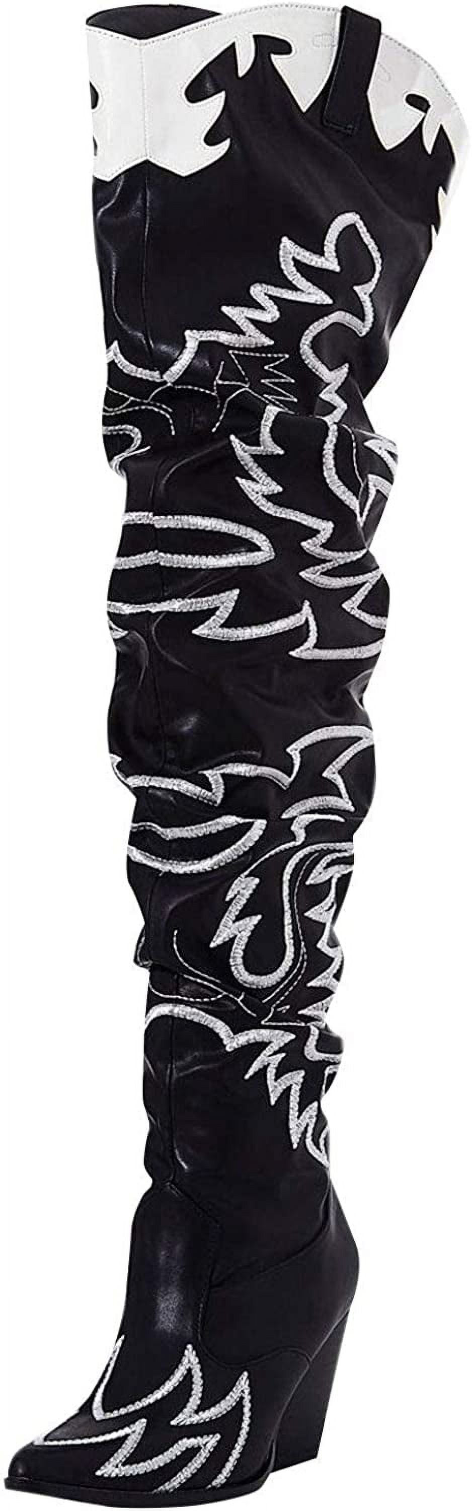 Cape Robbin Kelsey-21 BLACK WHITE ROCK STAR WESTERN POINTED OVER KNEE ...