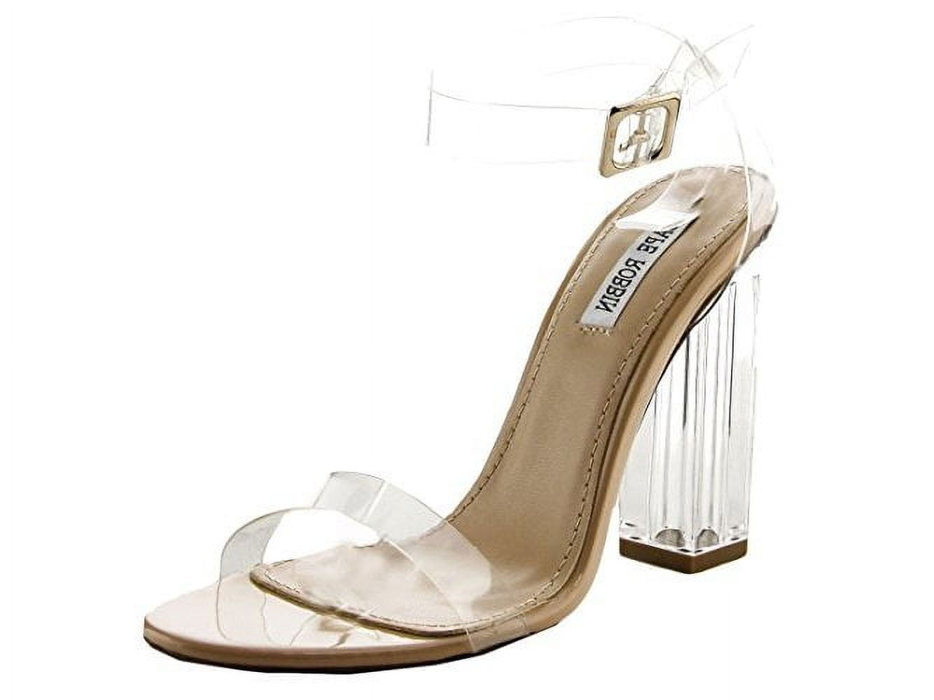 Cape Robbin Maria-2 Clear Sandals Transparent Block Heel Open Toe Ankle ...