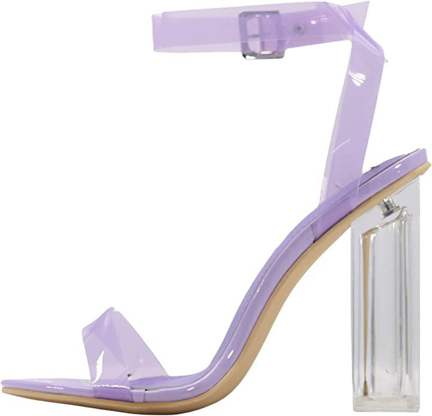 Cape Robbin Maria-2 Lilac Clear Block High Heel Transparent Open Toe ...
