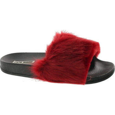 Dr. Scholl's Staycay OG Women's Faux Fur Buckle Slide Open Toe Slipper ...