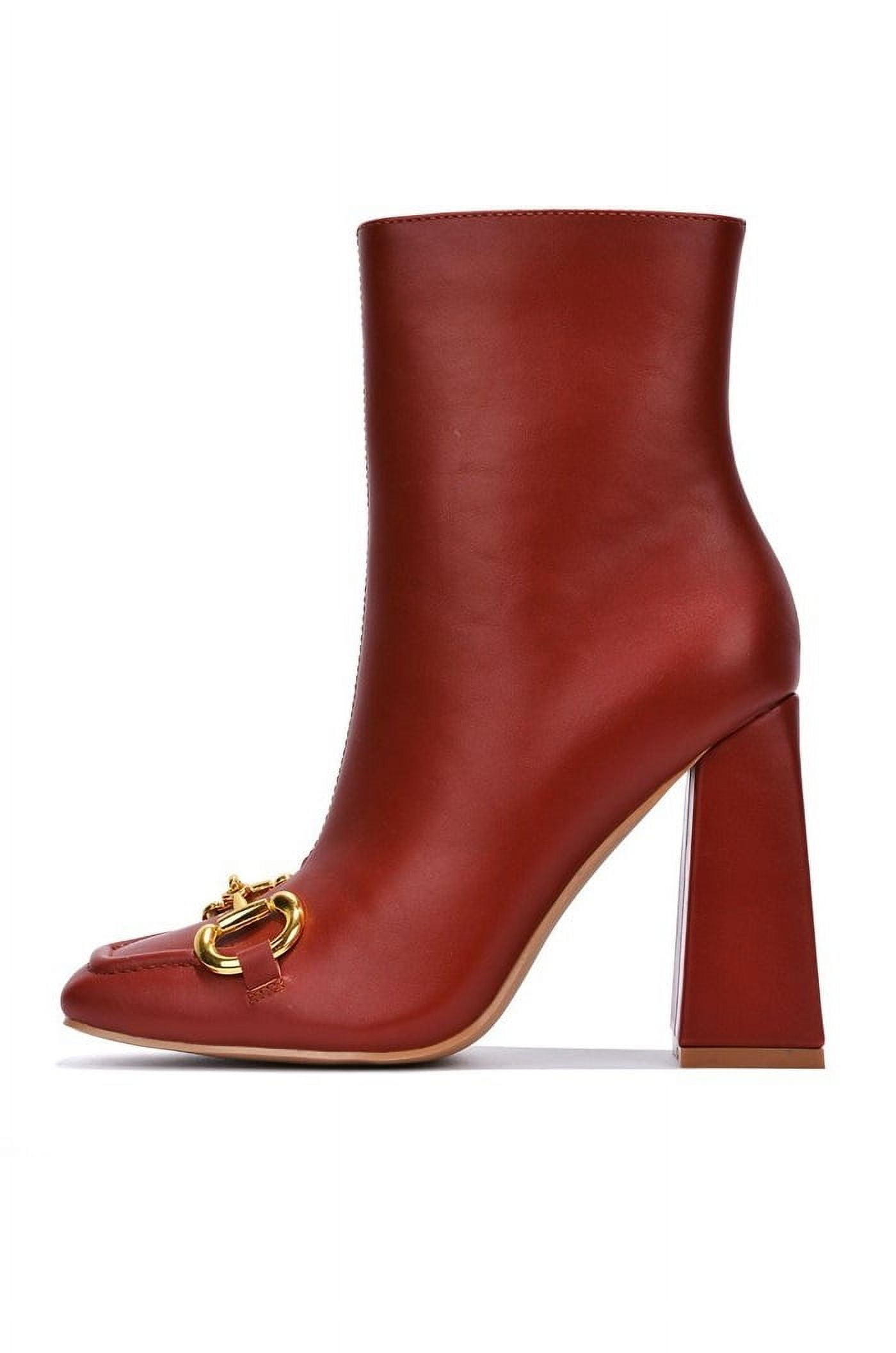 Cape Robbin SICILY Ankle Boot Square Toe Chunky Chain Buckle Block Heel ...
