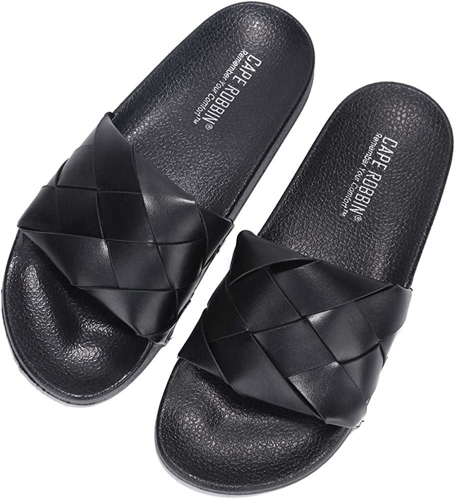 Cape Robbin Scion Black Pool Slide Braided Flat Mules Slip On Slides ...