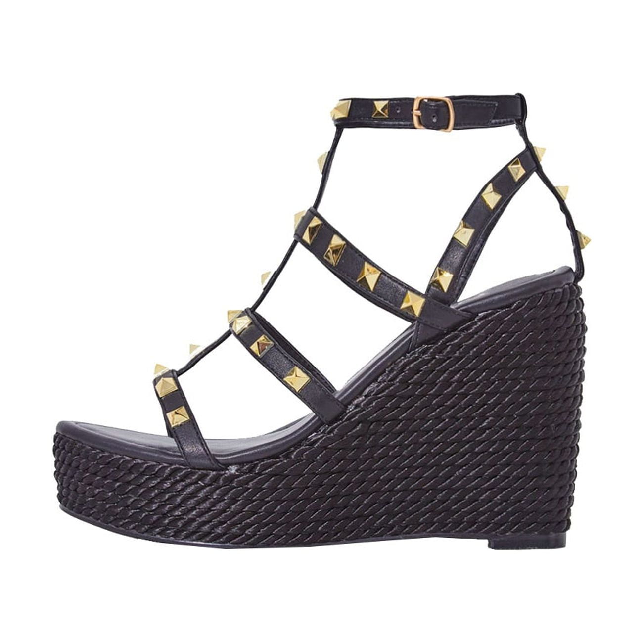 Cape Robbin Summer Gladiator Gold Embellished Strappy Open Toe Wedge ...