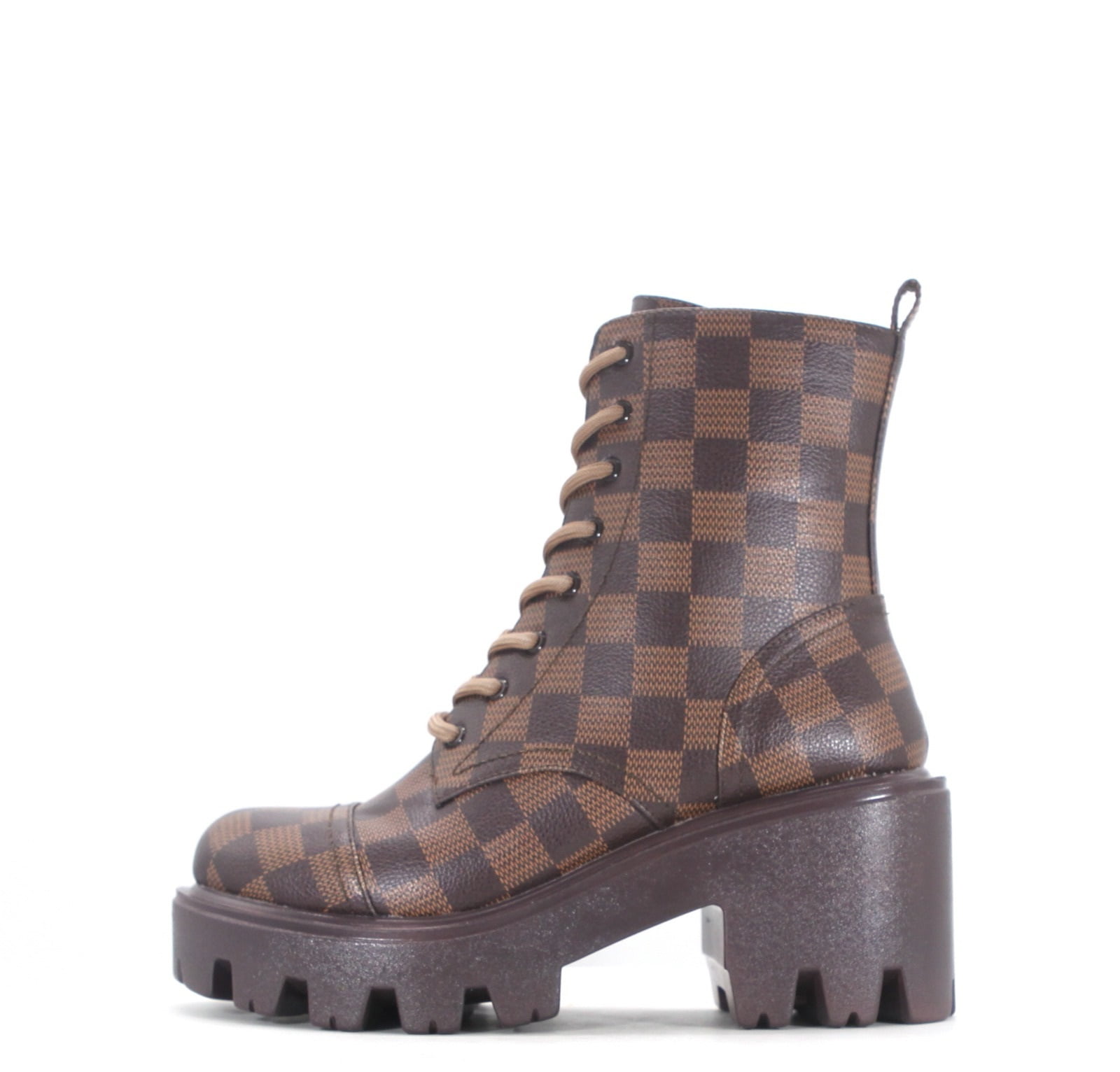 Cape Robbin Suree Boxes Brown Lace-Up Chunky Platform Combat Booties ...