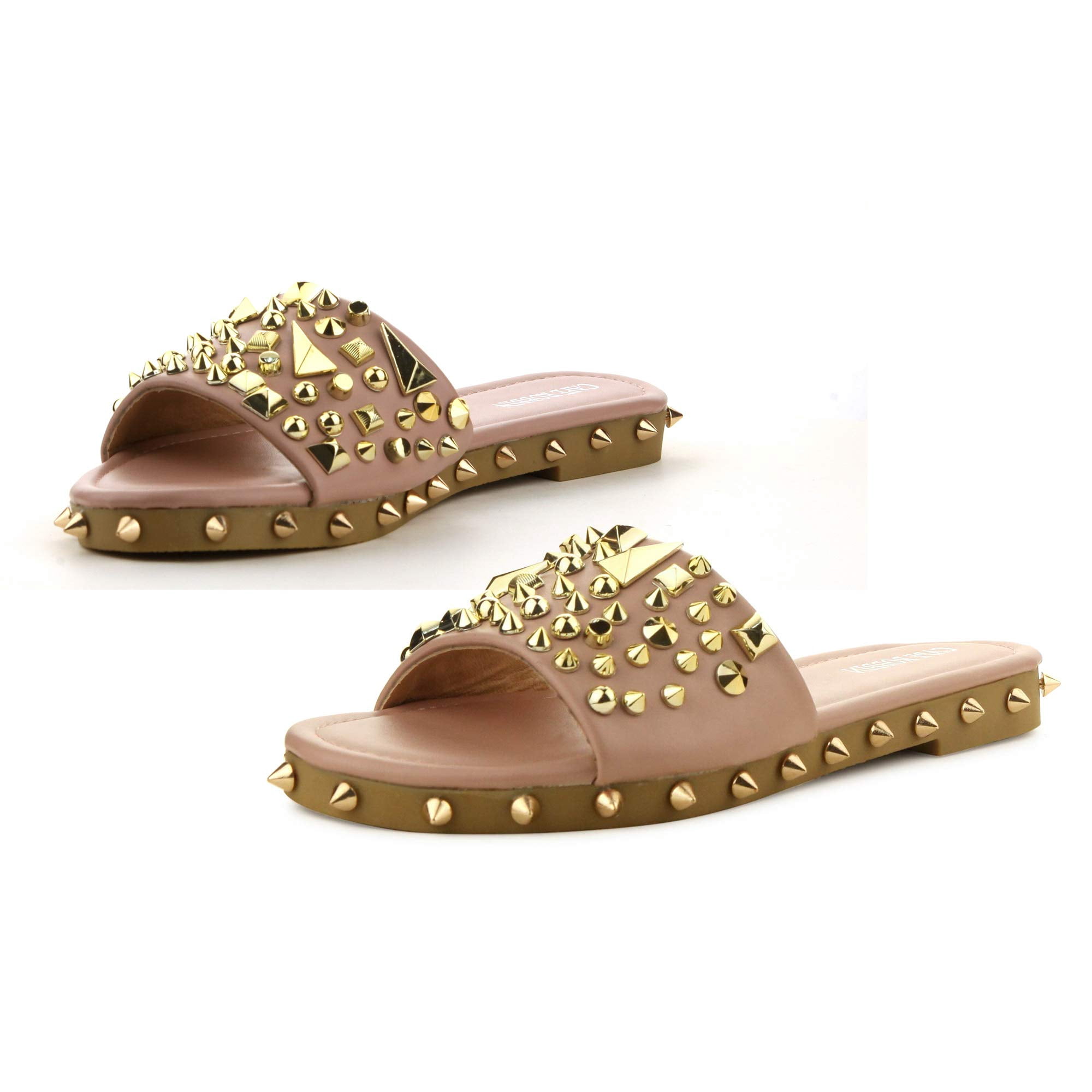 Cape Robbin Tonie Sandals Slides for Women, Studded Womens Mules Slip ...