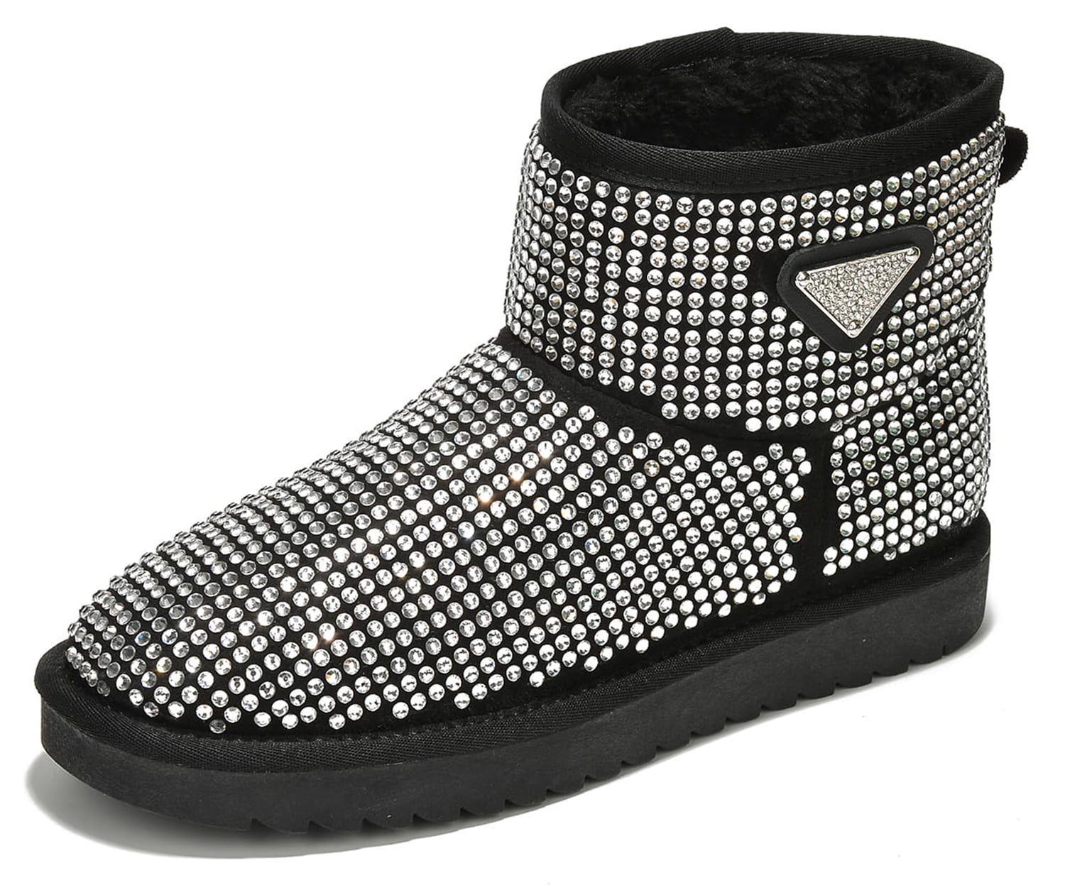 Cape Robbin Women Ankle Boots Flat Heel Round Toe Rhinestone Bling Warm ...
