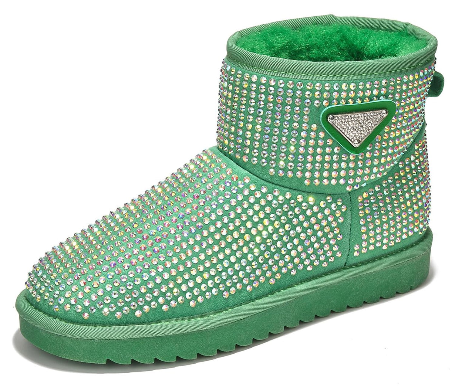 Cape Robbin Women Ankle Boots Flat Heel Round Toe Rhinestone Bling Warm ...